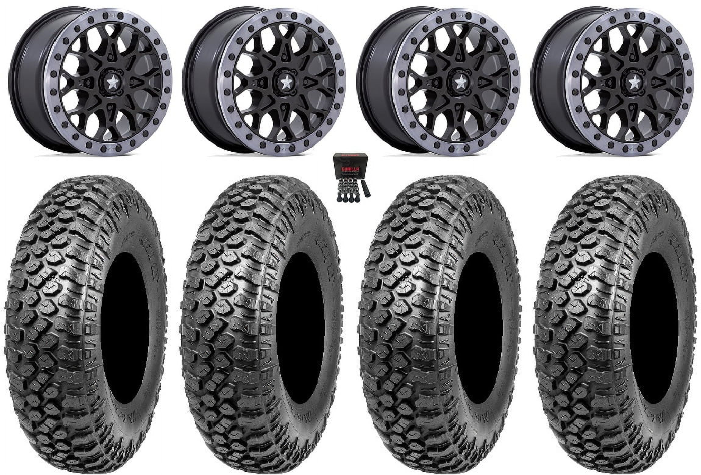 MSA Portal Beadlock 15" Wheels Black 33" RAZR XT Tires Can-Am Commander ...