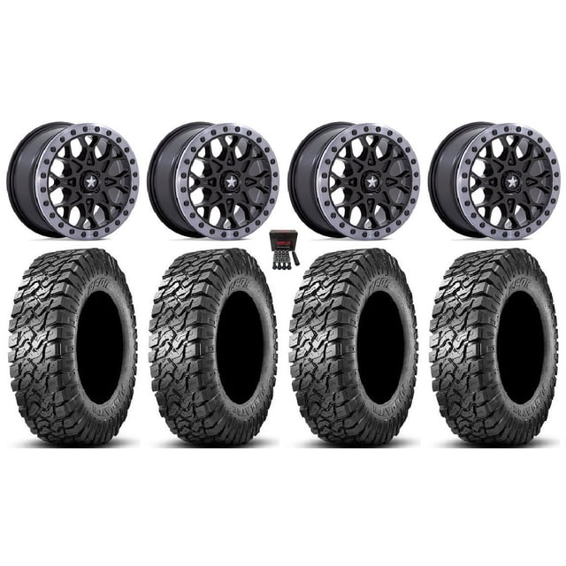 MSA Portal Beadlock 15" Wheels Black 34" Predator Tires Can-Am ...