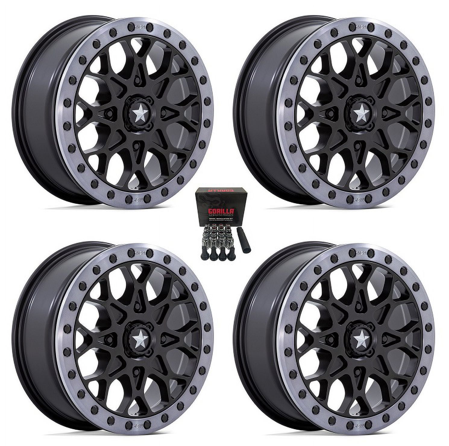 MSA Portal Beadlock 15" Wheels Black Can-Am Maverick X3 / Honda Pioneer ...