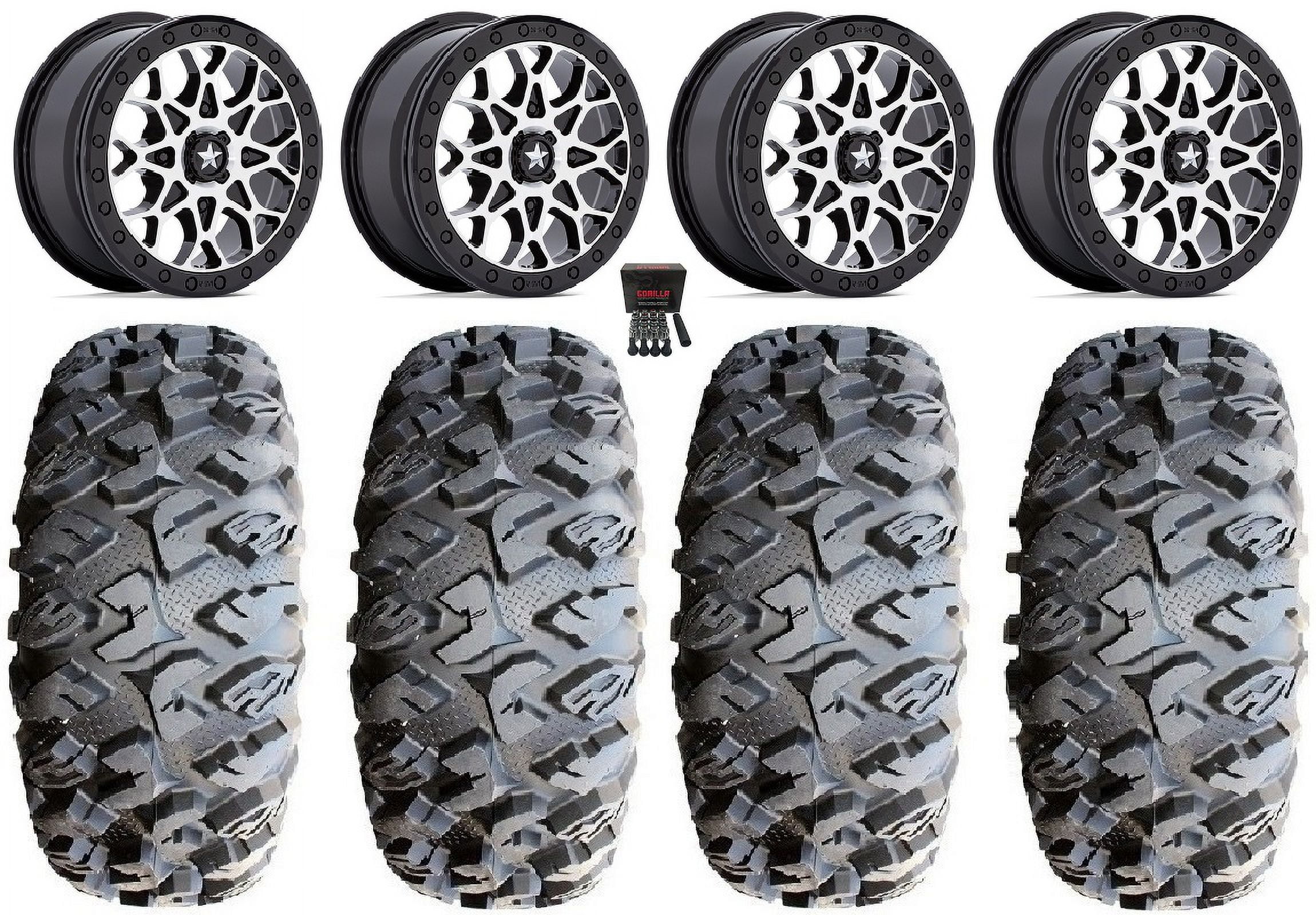 MSA Portal Beadlock 15" Wheels Machined 28" MotoClaw Tires Can-Am ...