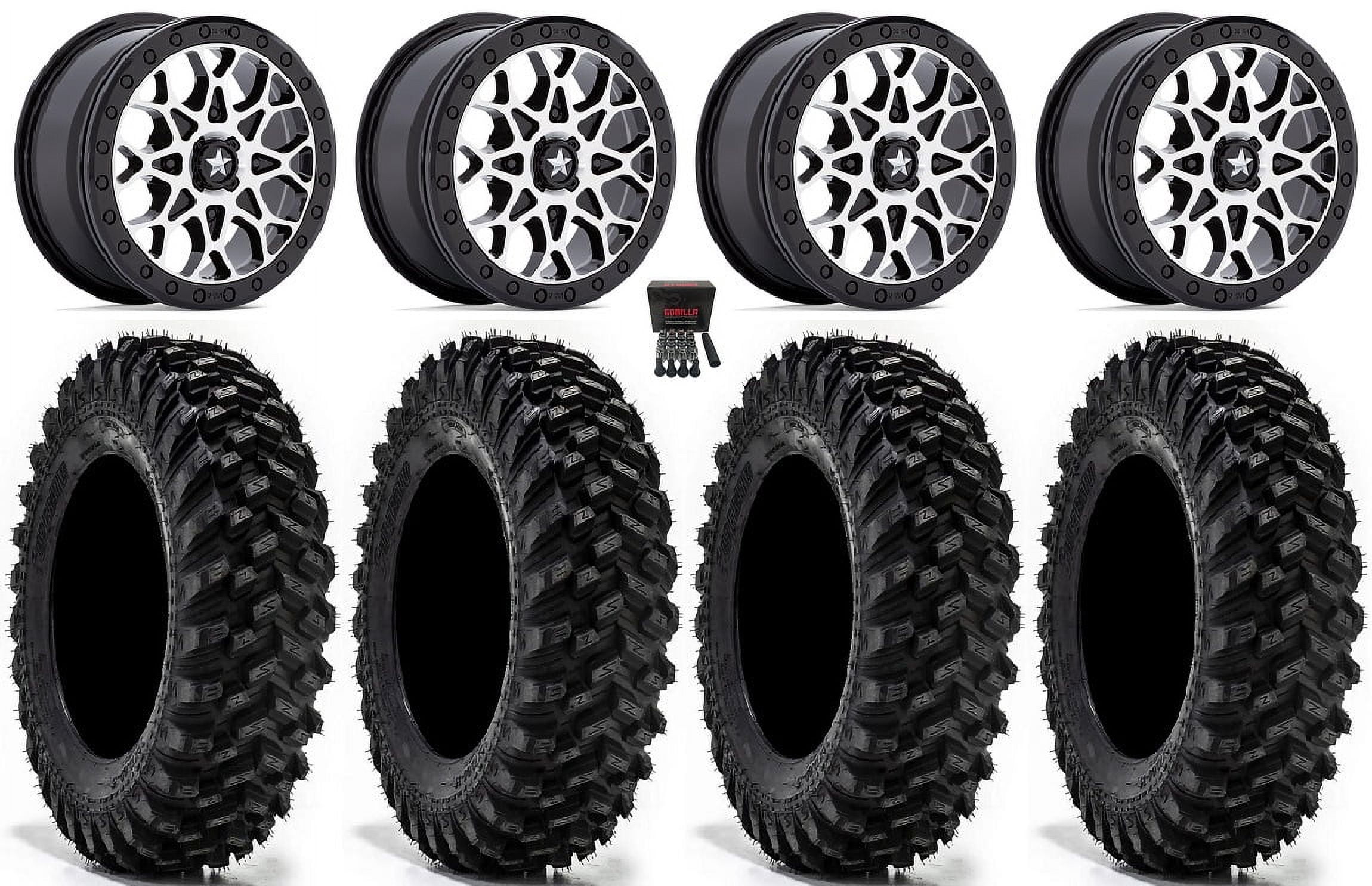MSA Portal Beadlock 15" Wheels Machined 30" Warrior XT Sticky Tires Can ...