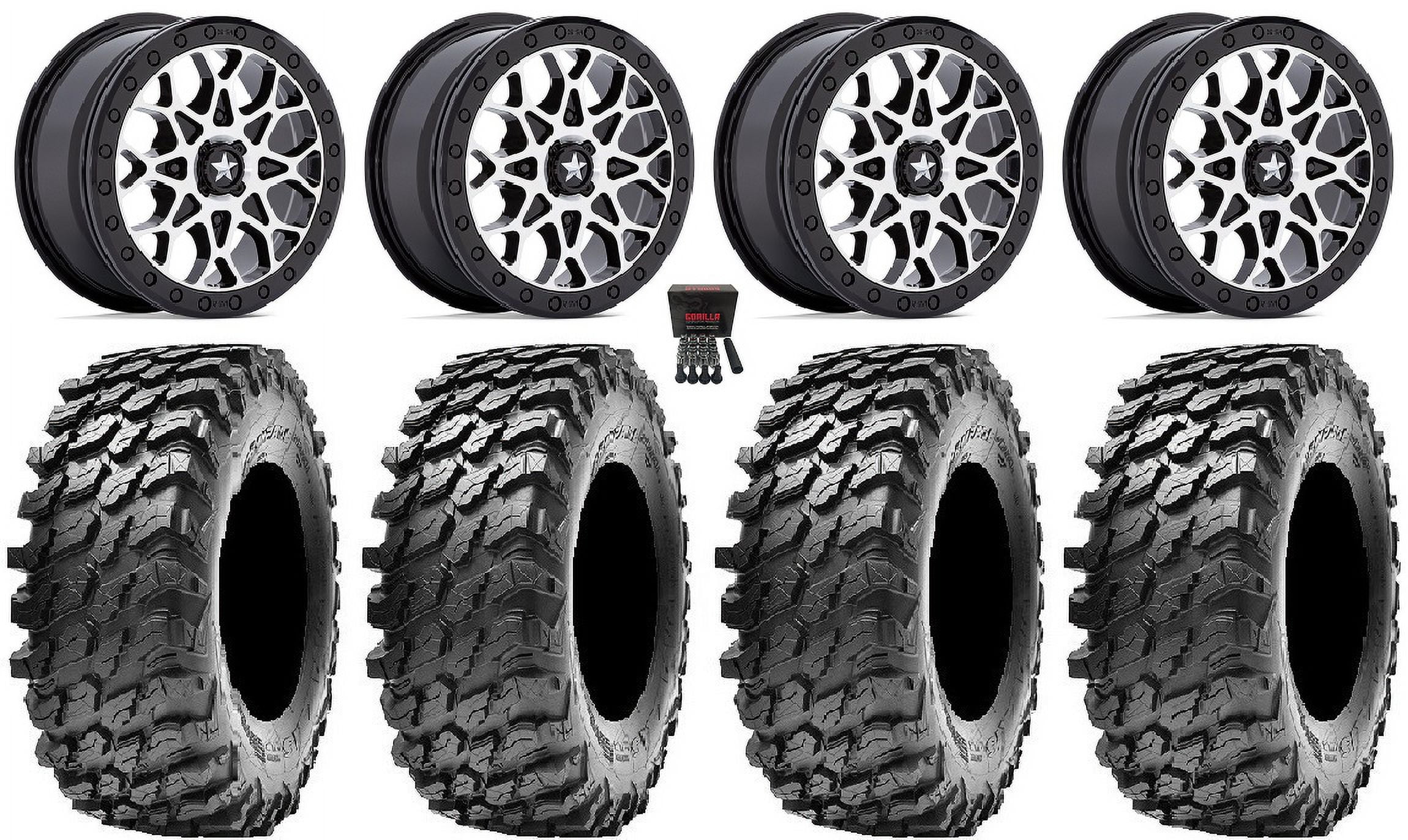 MSA Portal Beadlock 15" Wheels Machined 32" Rampage Tires Can-Am ...