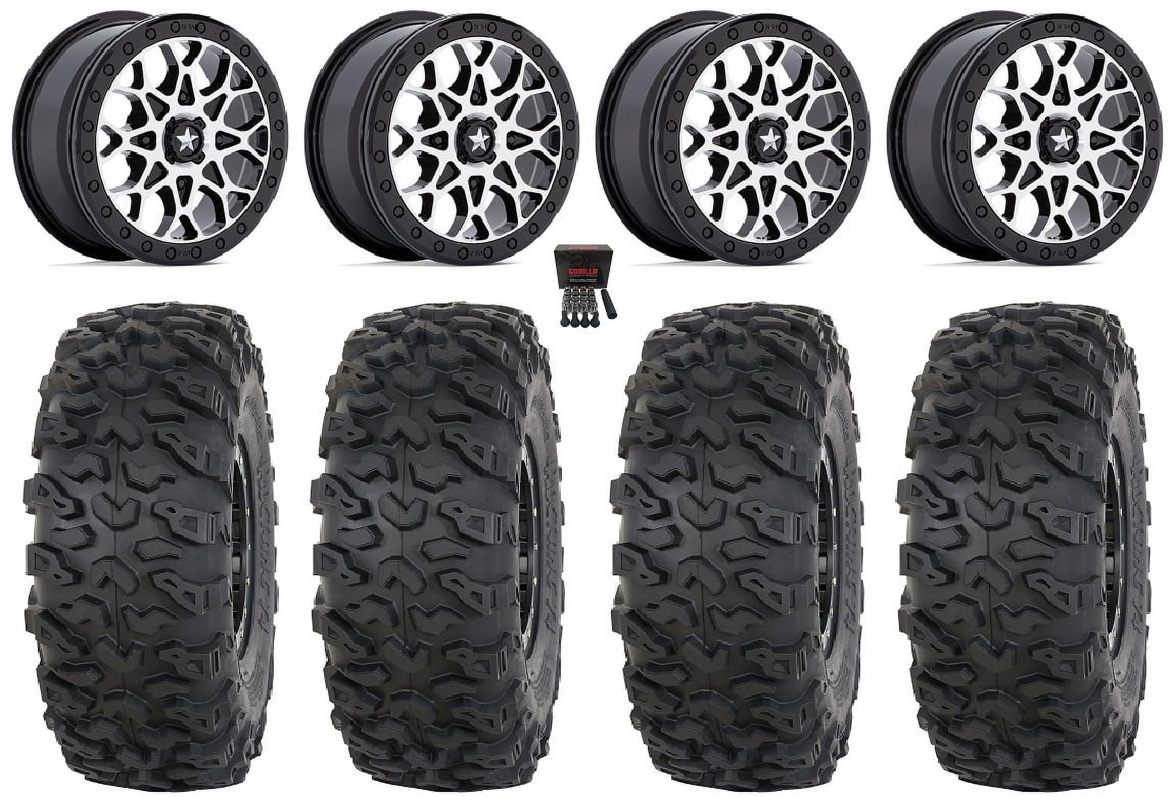 MSA Portal Beadlock 15" Wheels Machined 32" Roctane T4 Tires Can-Am ...