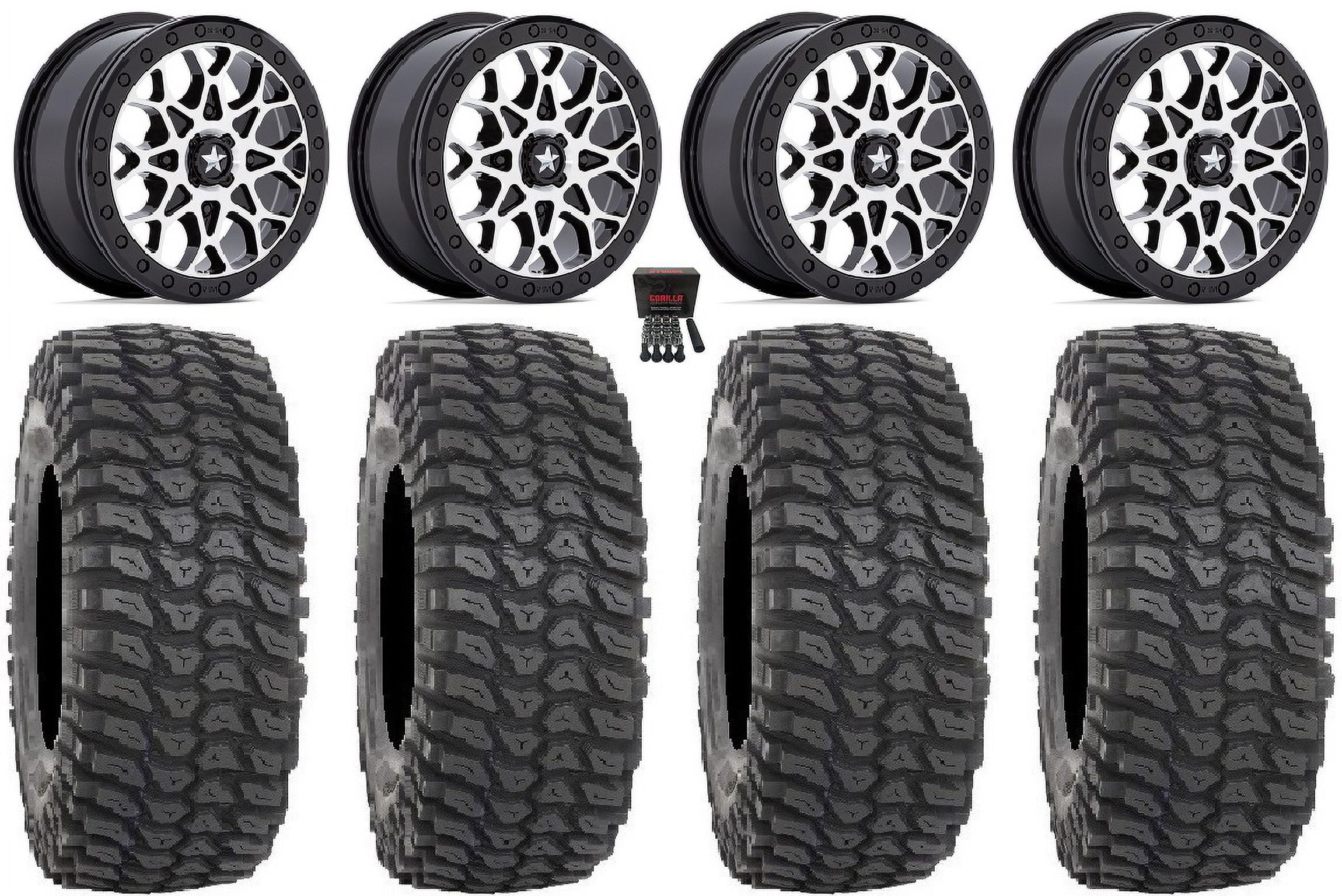 MSA Portal Beadlock 15" Wheels Machined 33" XCR350 Tires Sportsman RZR ...