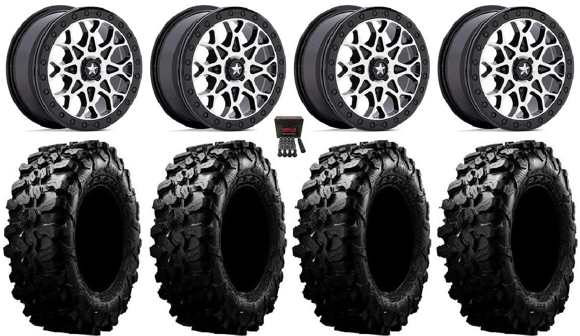 MSA Portal Beadlock 15" Wheels Machined 35" Carnivore Tires Can-Am ...