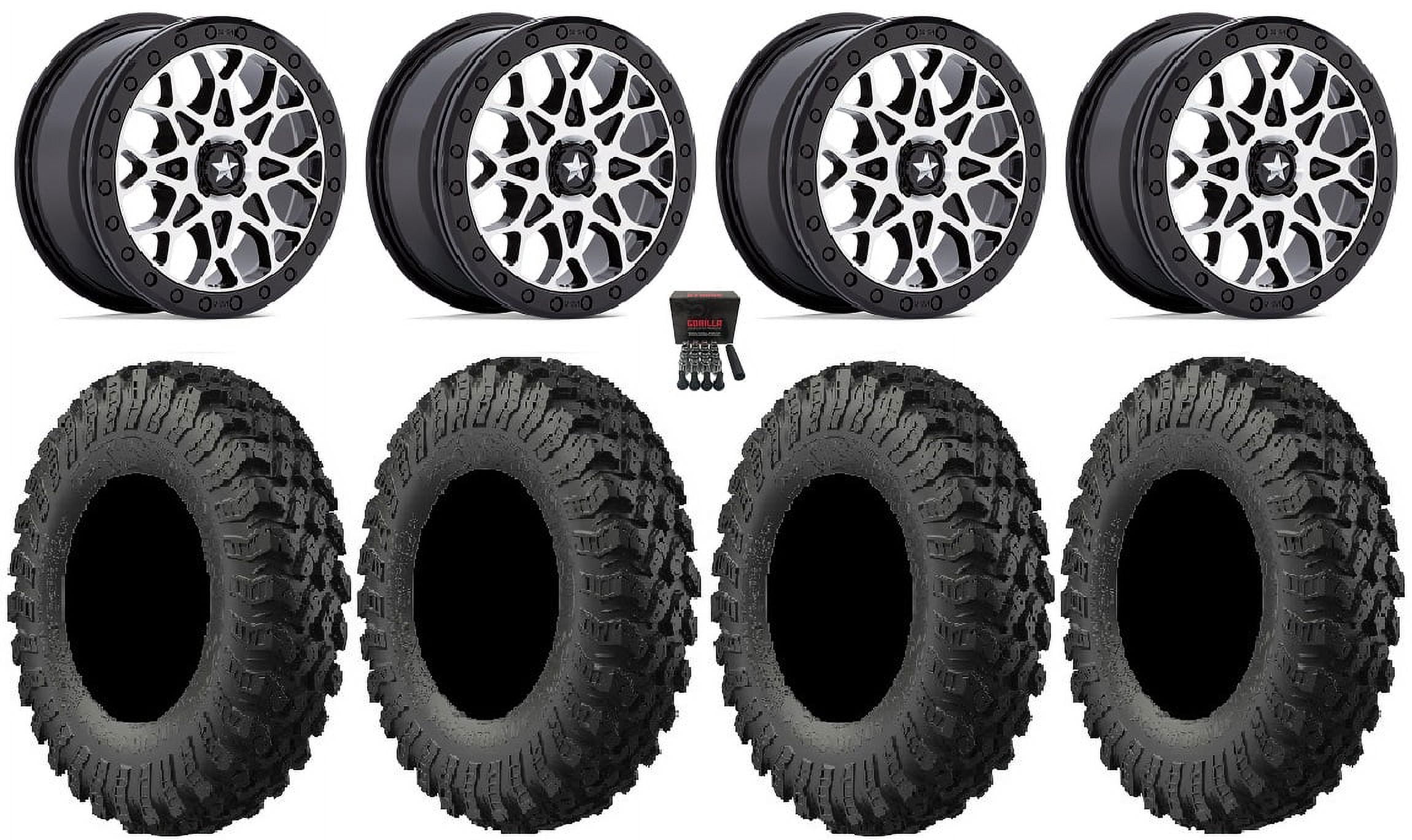 MSA Portal Beadlock 15" Wheels Machined 35" MotoRally Tires Yamaha ...