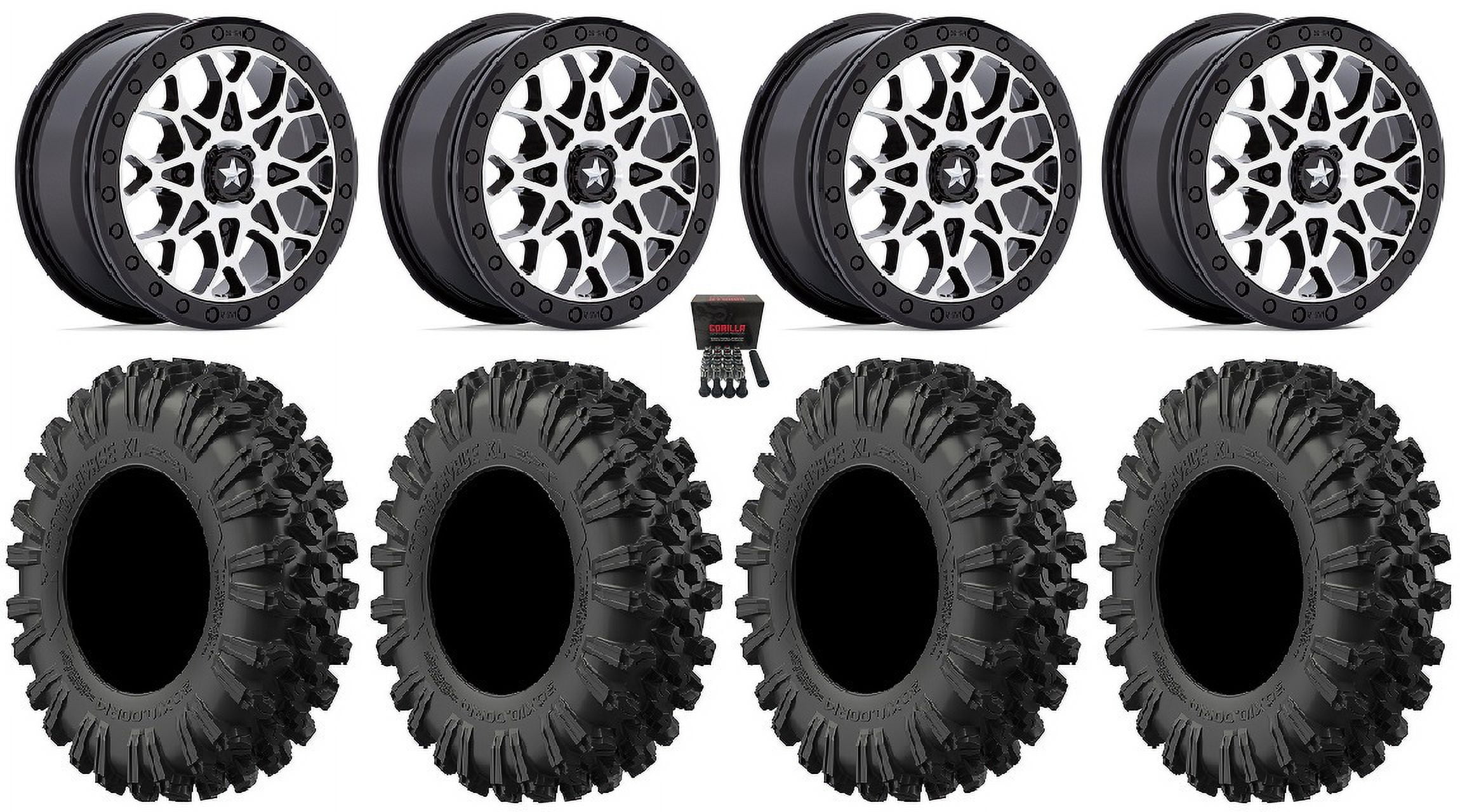 MSA Portal Beadlock 15" Wheels Machined 35" MotoRavage XL Tires Can-Am ...
