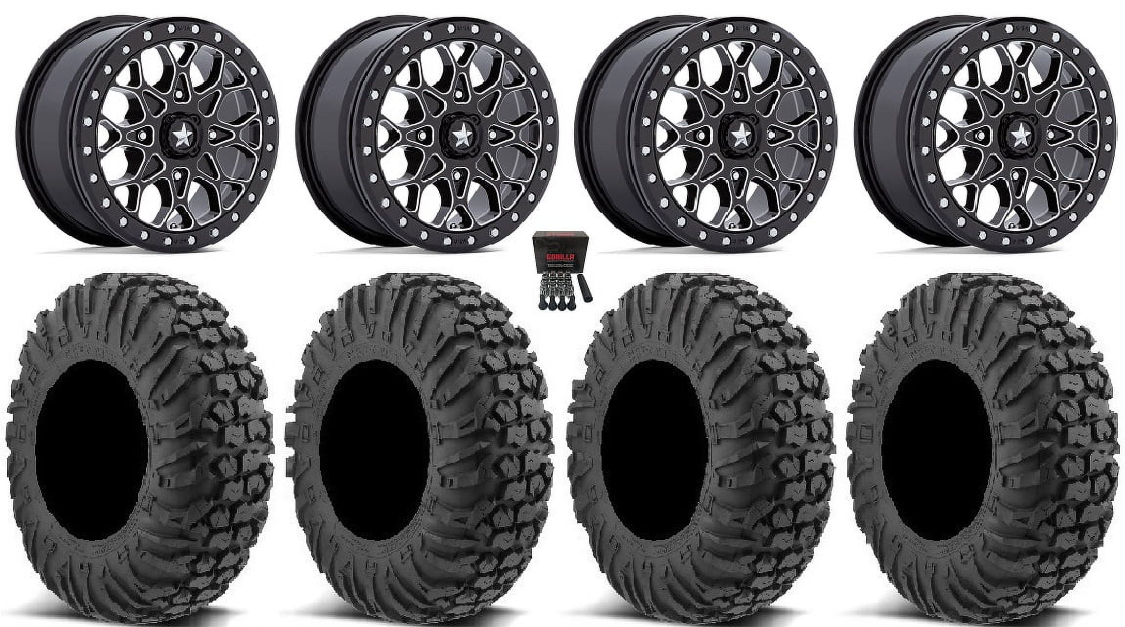 MSA Portal Beadlock 15" Wheels Mi 32" MotoVator Tires Kawasaki Mule Pro ...
