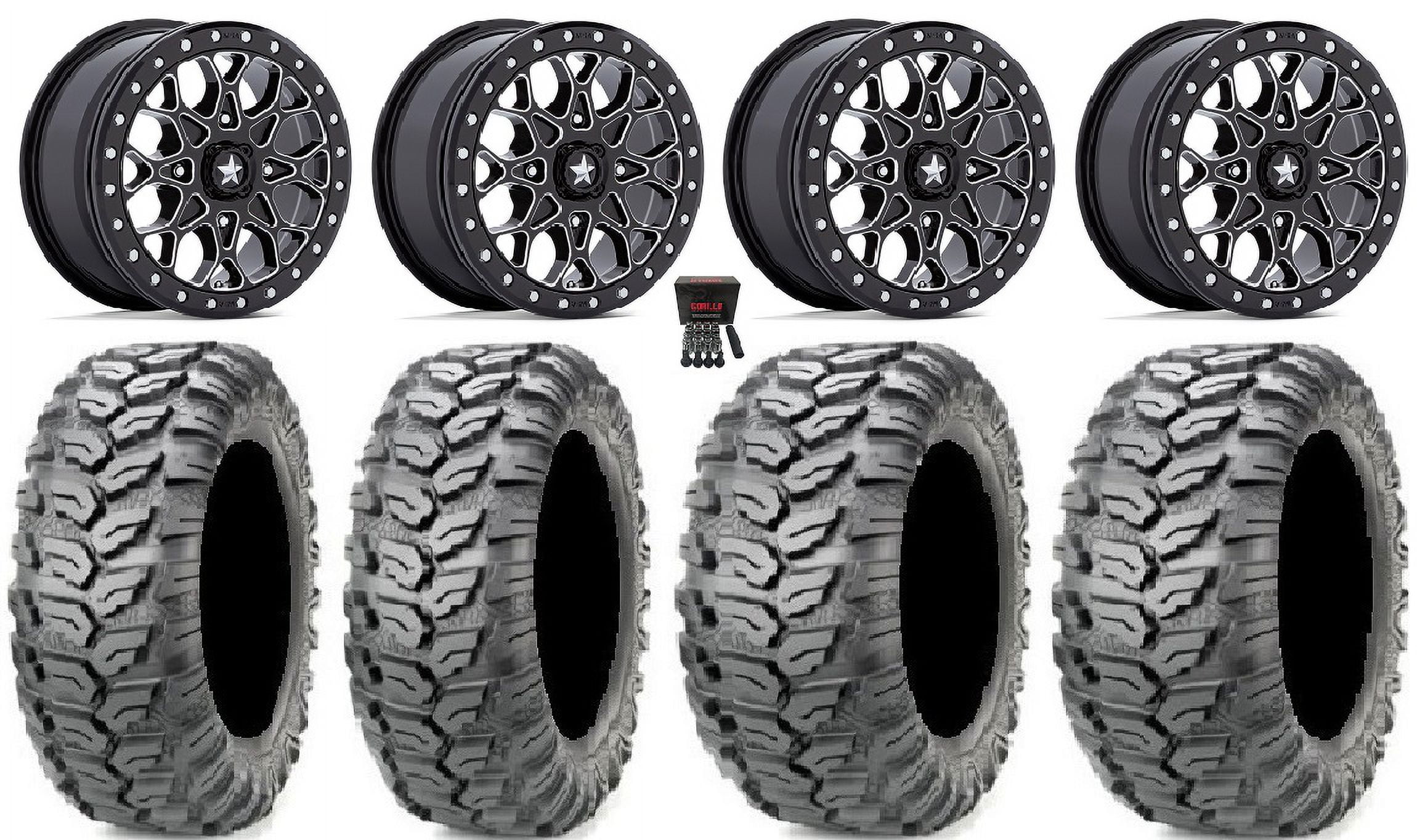 MSA Portal Beadlock 15" Wheels Milled 27" Ceros Tires Polaris RZR XP ...