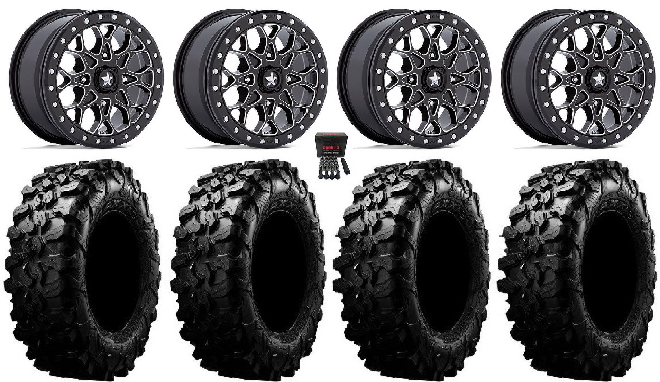MSA Portal Beadlock 15" Wheels Milled 29" Carnivore Tires Polaris RZR ...