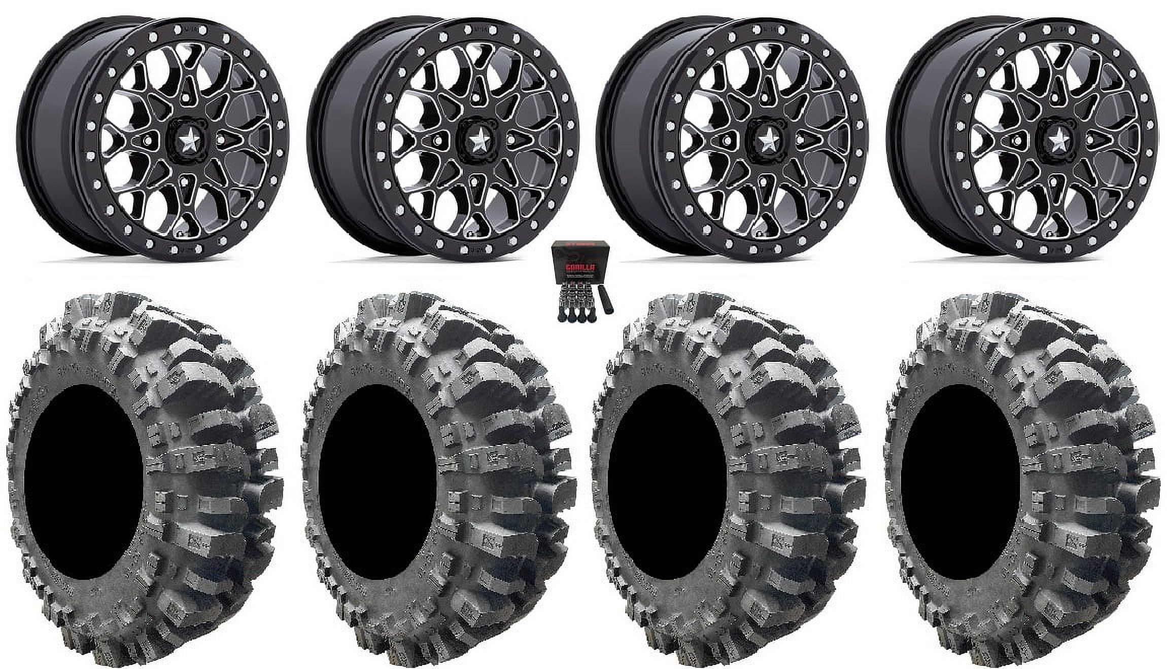 MSA Portal Beadlock 15" Wheels Milled 30" Bogger Tires Can-Am Commander ...
