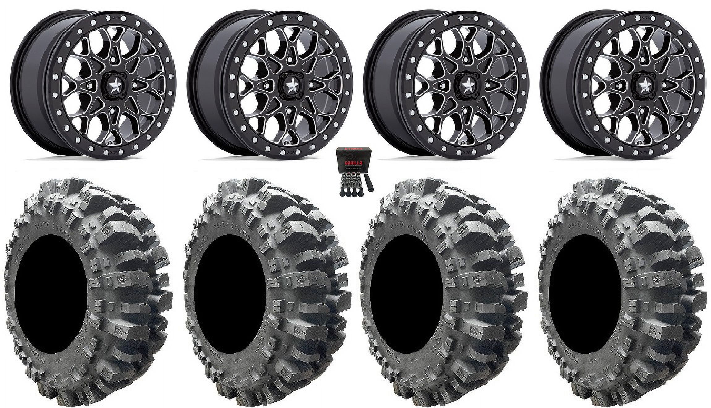 MSA Portal Beadlock 15" Wheels Milled 31" Bogger Tires Polaris RZR XP ...