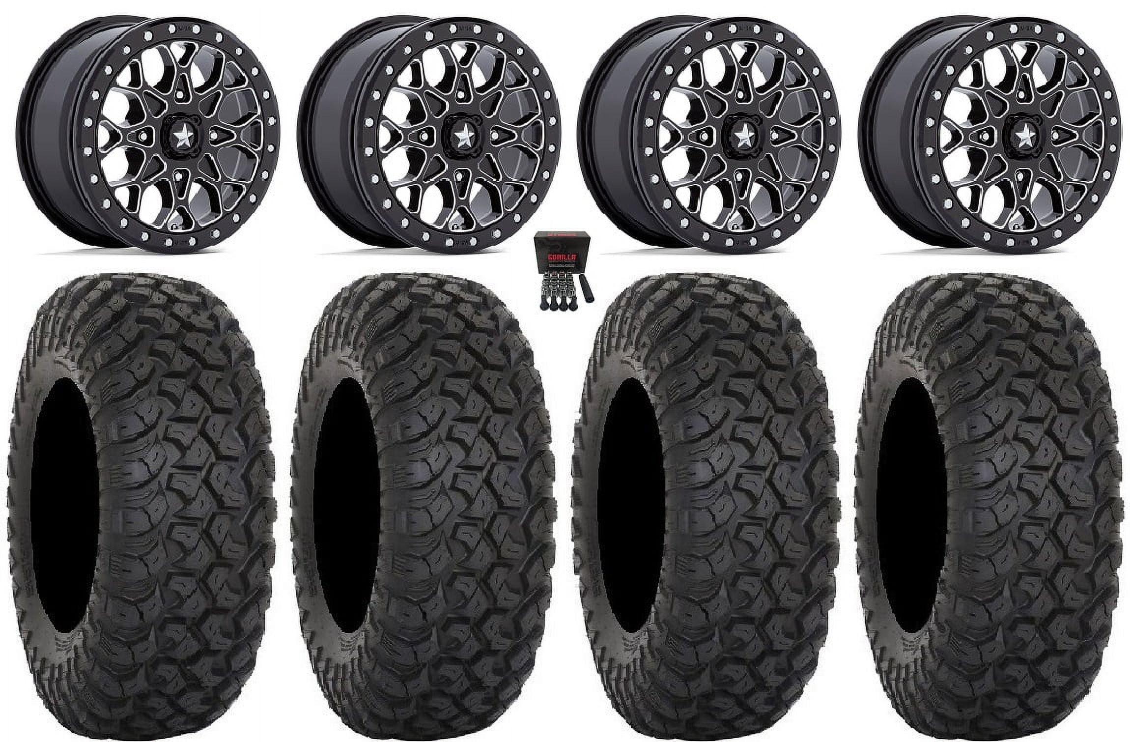 MSA Portal Beadlock 15" Wheels Milled 32" RT320 Tires Can-Am Commander ...
