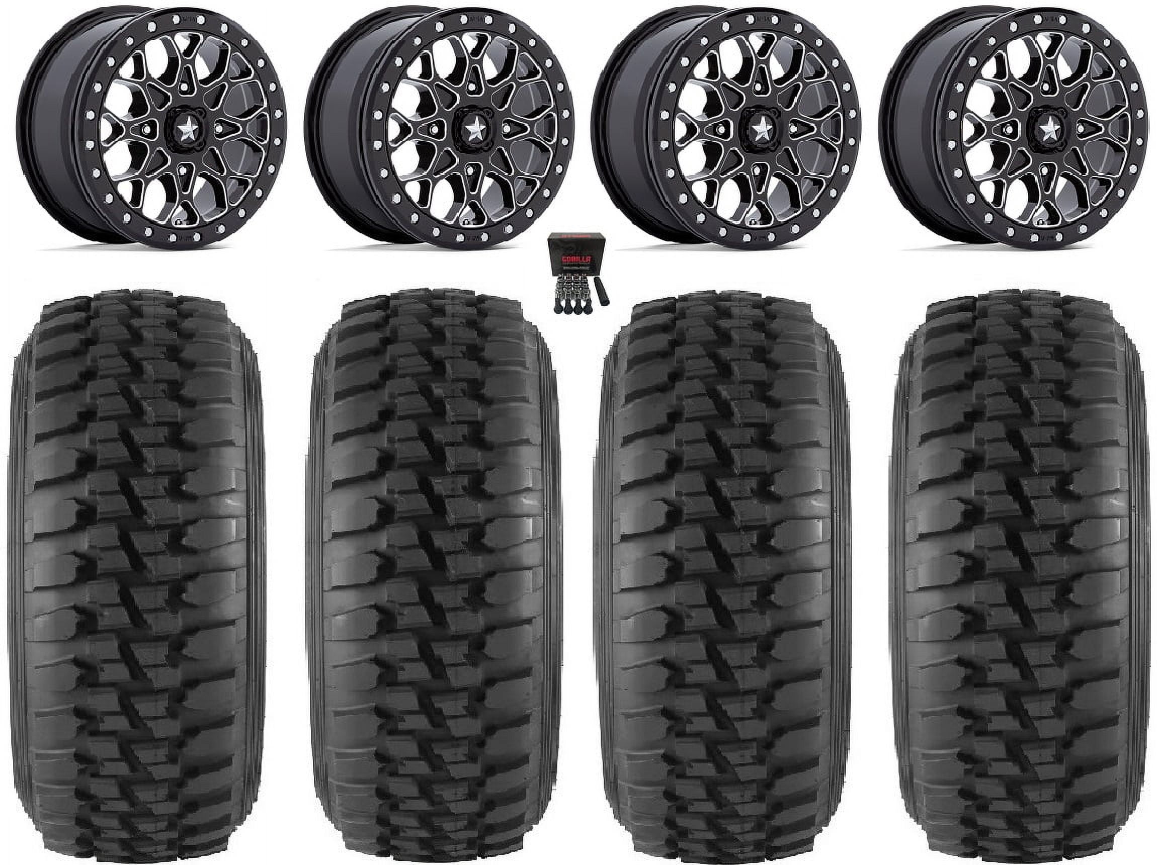MSA Portal Beadlock 15" Wheels Milled 33" Desert Series Tires Can-Am ...