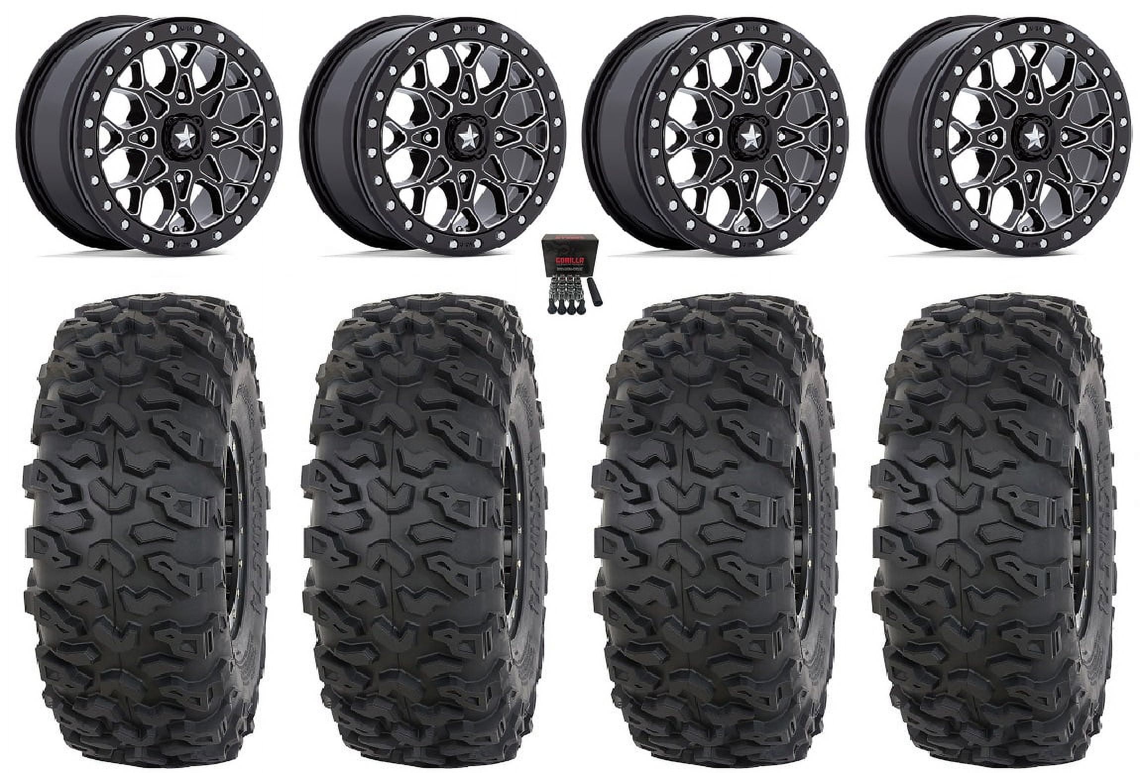 MSA Portal Beadlock 15" Wheels Milled 33" Roctane T4 Tires Can-Am ...
