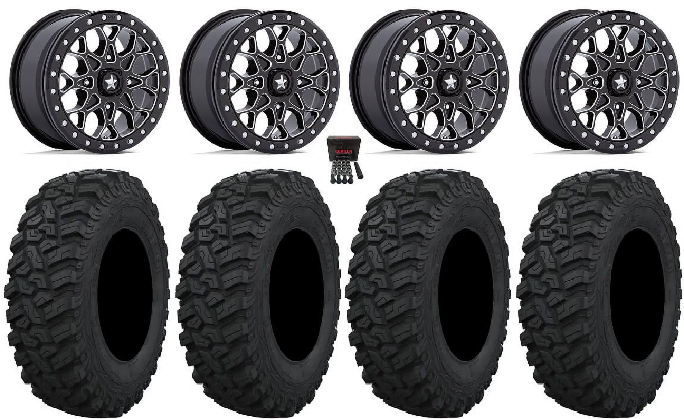 MSA Portal Beadlock 15" Wheels Milled 33" Trekker Tires Polaris RZR XP ...