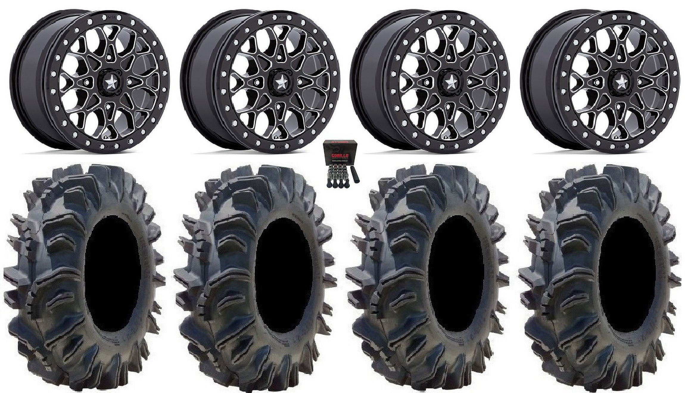 MSA Portal Beadlock 15" Wheels Milled 34" Terminator Tires Can-Am ...