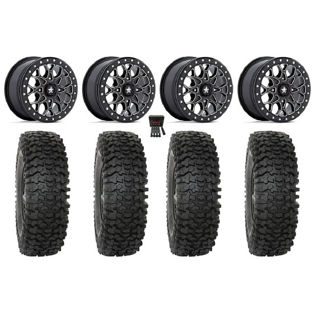 MSA Portal Beadlock 15" Wheels Milled 35" RC500S Sticky Tires Polaris ...