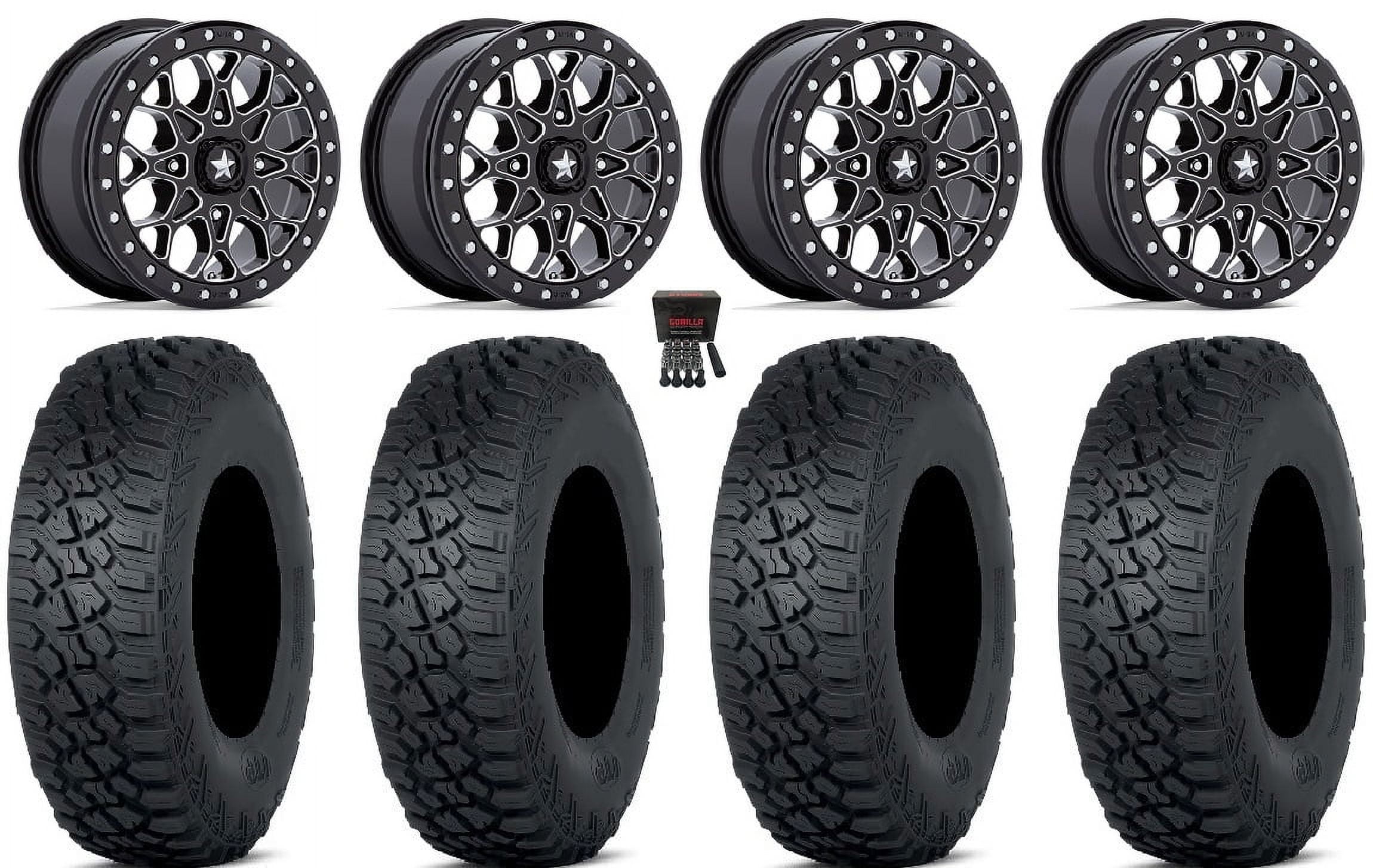MSA Portal Beadlock 15" Wheels Milled 35" Tenacity XNR Tires Can-Am ...