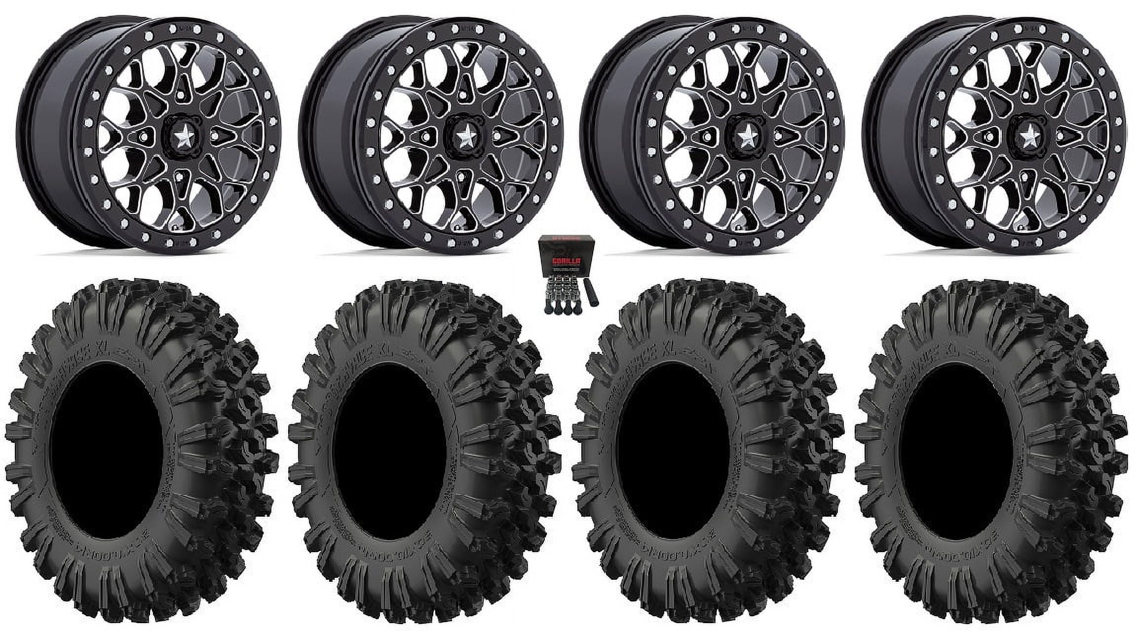 MSA Portal Beadlock 15" Wheels Milled 37" MotoRavage XL Tires Polaris RZR XP 1000 / PRO XP ...