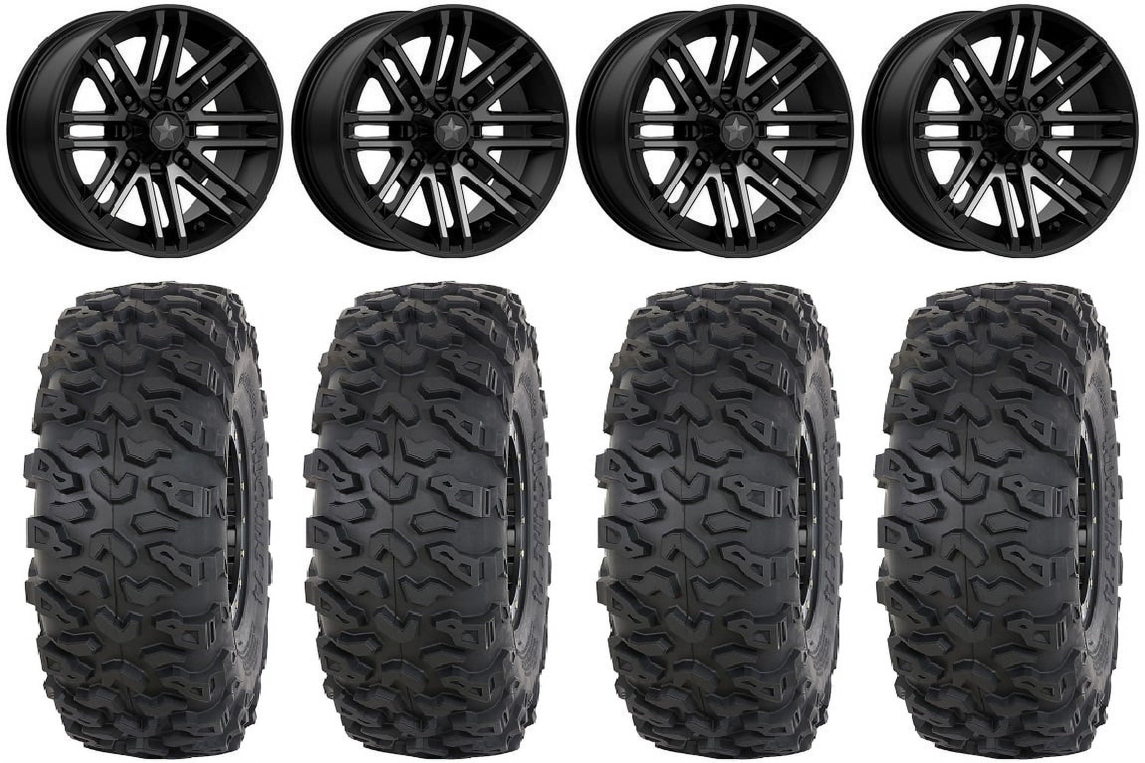 MSA Rogue 14" Wheels Black 28" Roctane T4 Tires Honda Rincon Yamaha ...