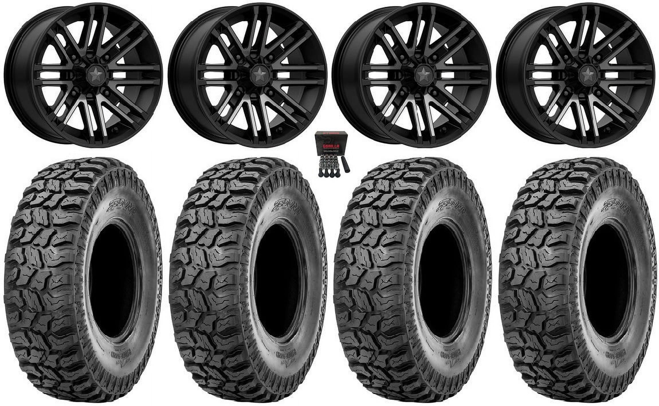 MSA Rogue 14" Wheels Black 30" Ridge Saw 2.0 Tires Can-Am Maverick X3 ...
