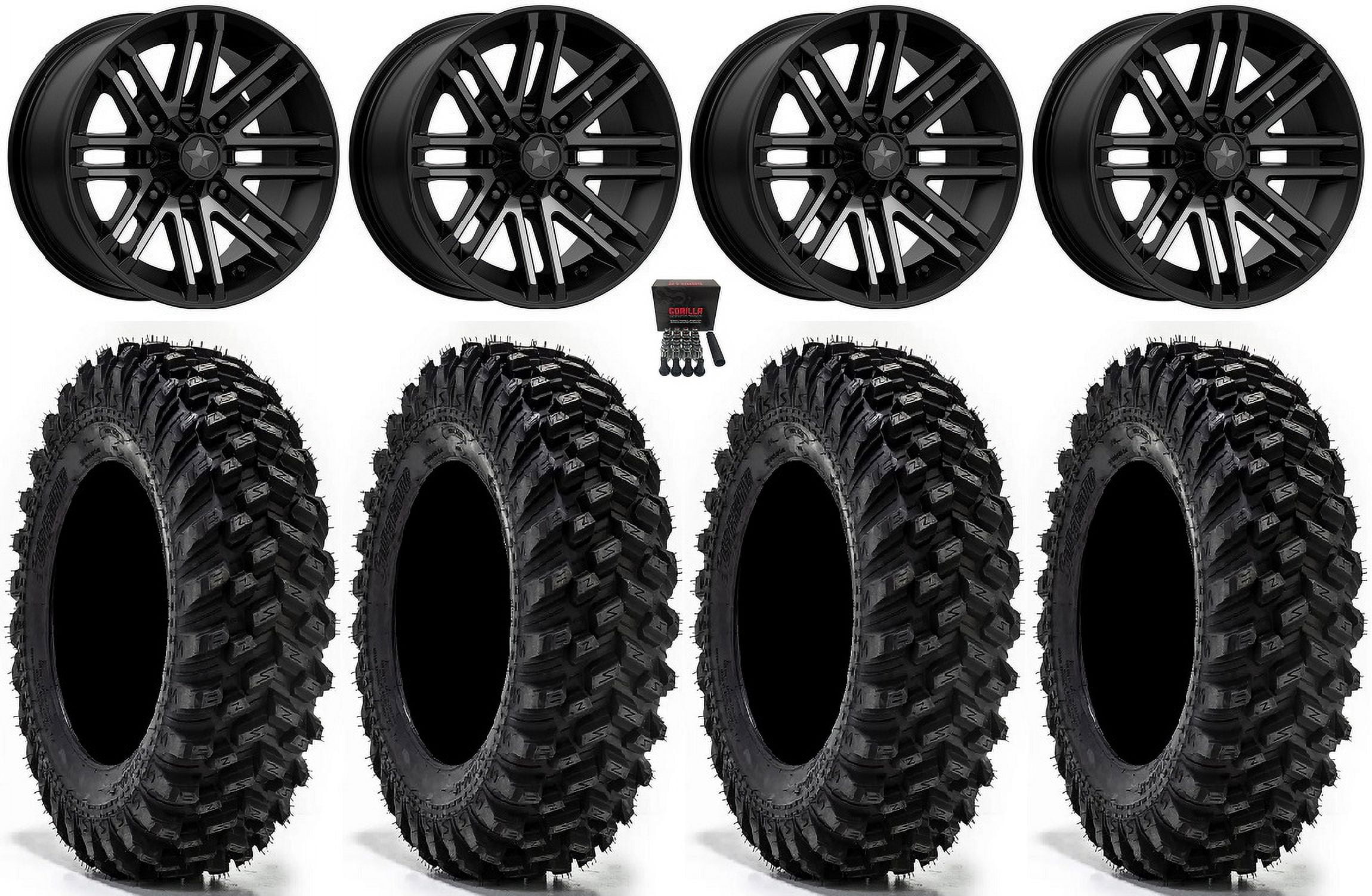 MSA Rogue 14" Wheels Black 34" Warrior XT Sticky Tires Yamaha Viking ...