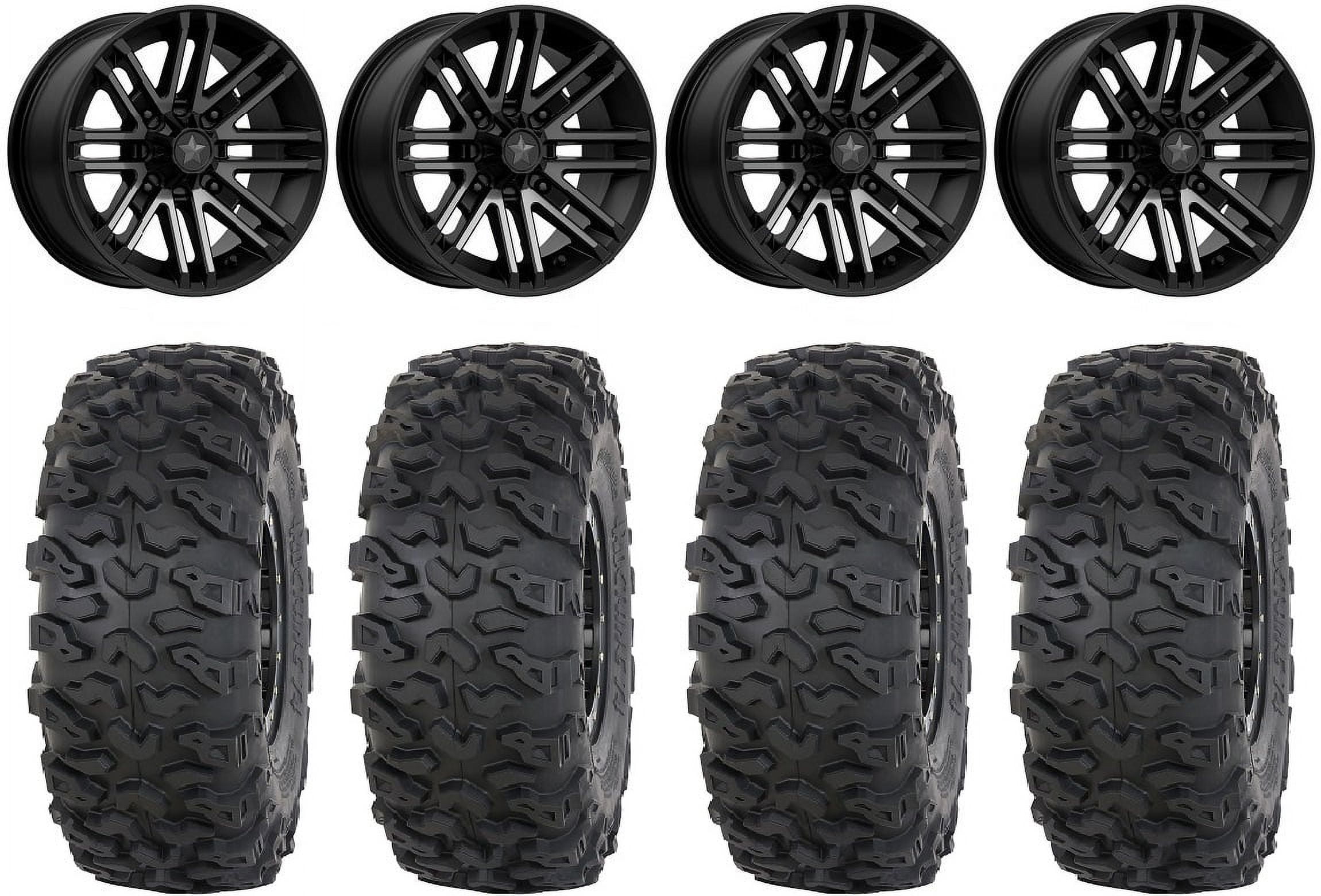 MSA Rogue 15" Wheels Black 33" Roctane T4 Tires Sportsman RZR Ranger ...