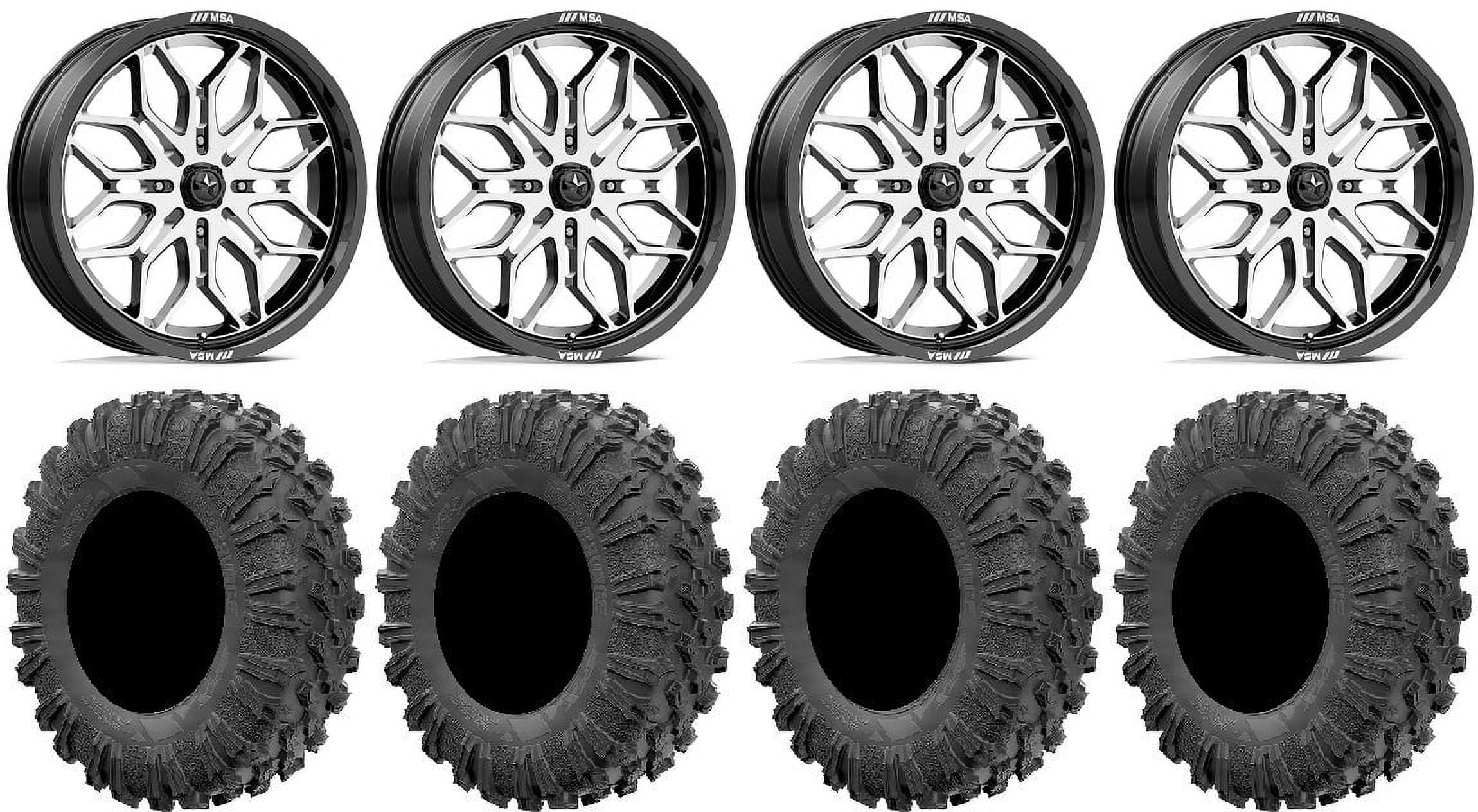 MSA Sniper 18" Wheels Gunmetal 34" MotoRavage Tires Sportsman RZR ...