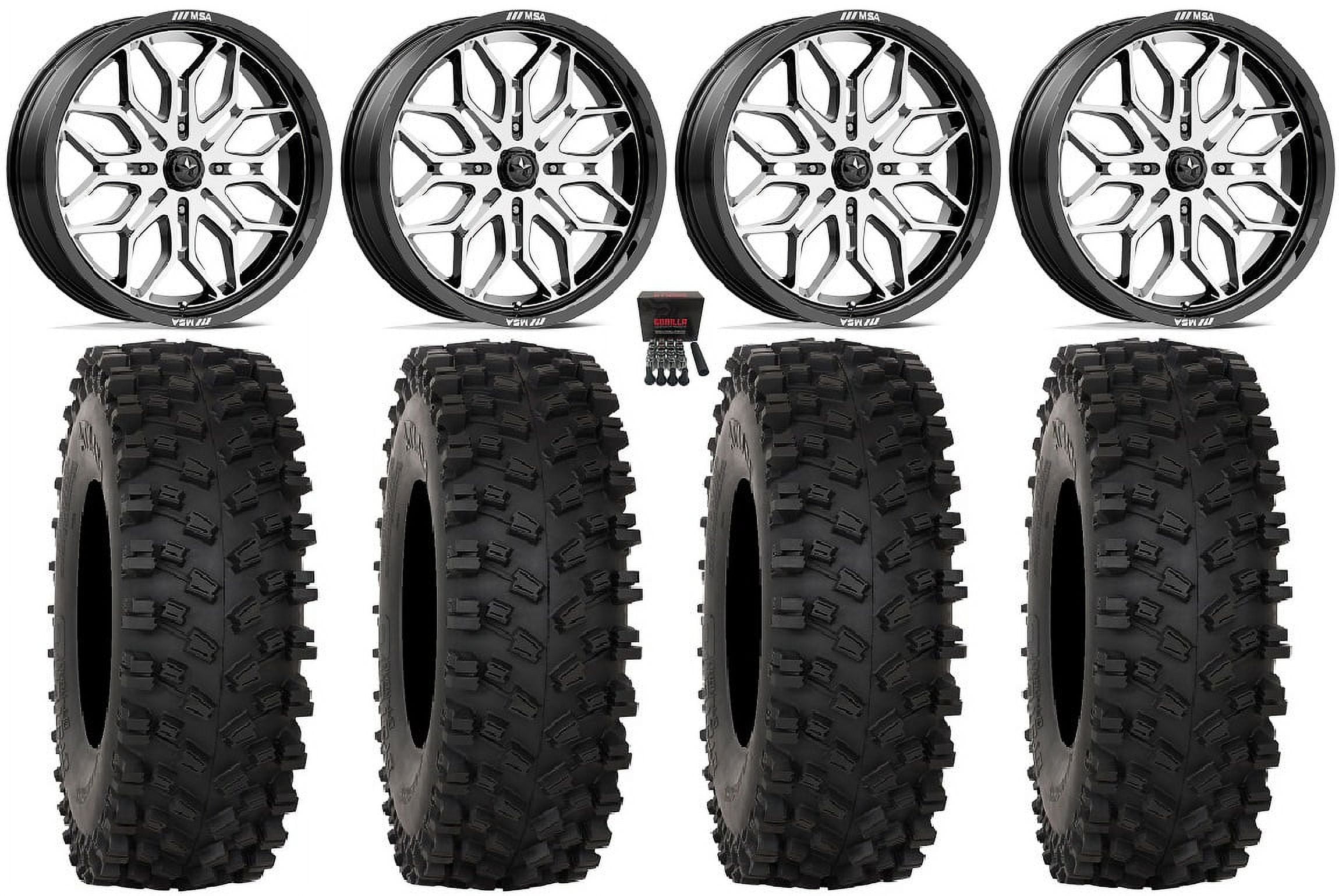 MSA Sniper 18" Wheels Gunmetal 35" ATX470 Tires Sportsman RZR Ranger ...