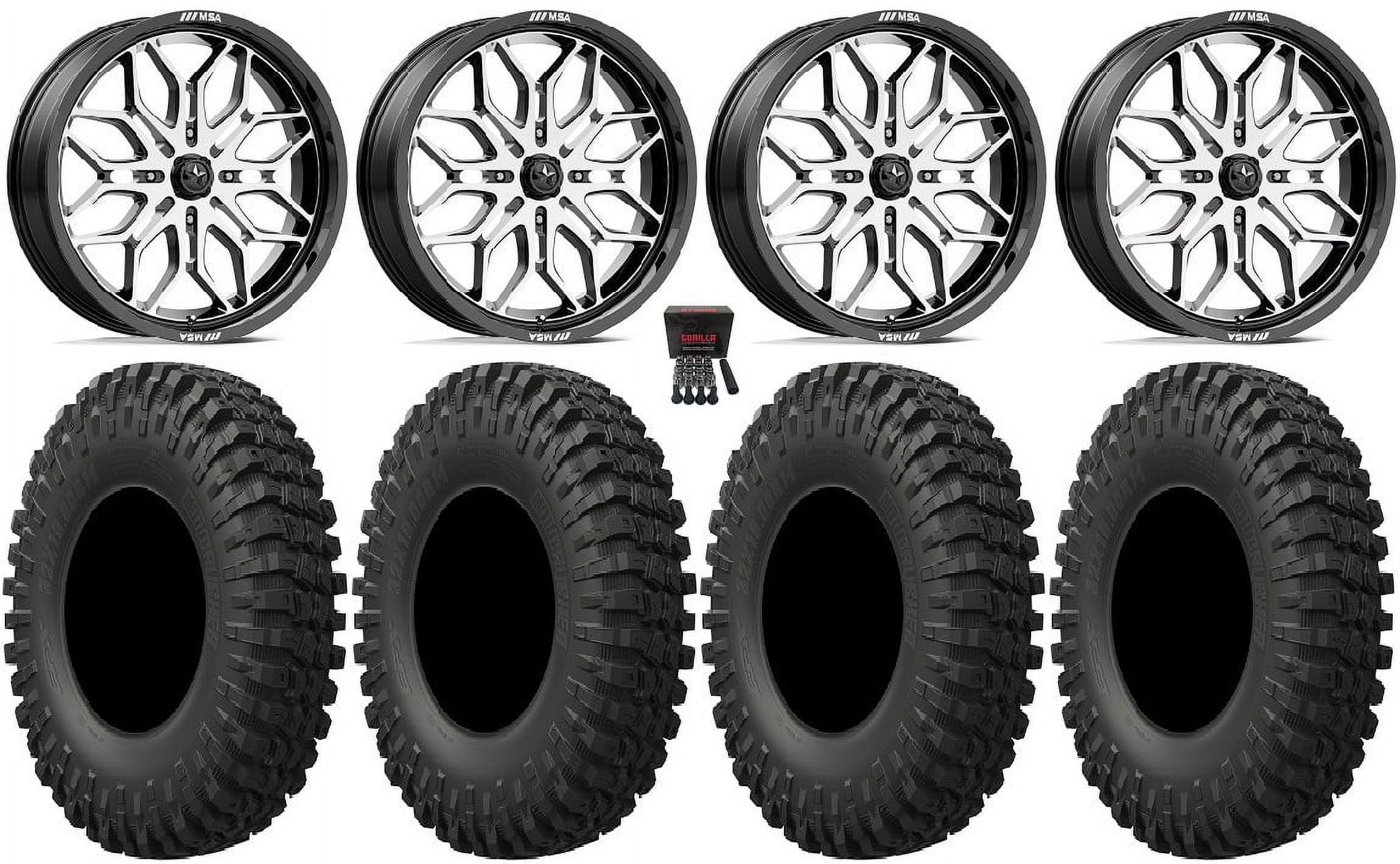 MSA Sniper 18" Wheels Gunmetal 37" MotoCrusher Tires Can-Am Maverick X3 ...