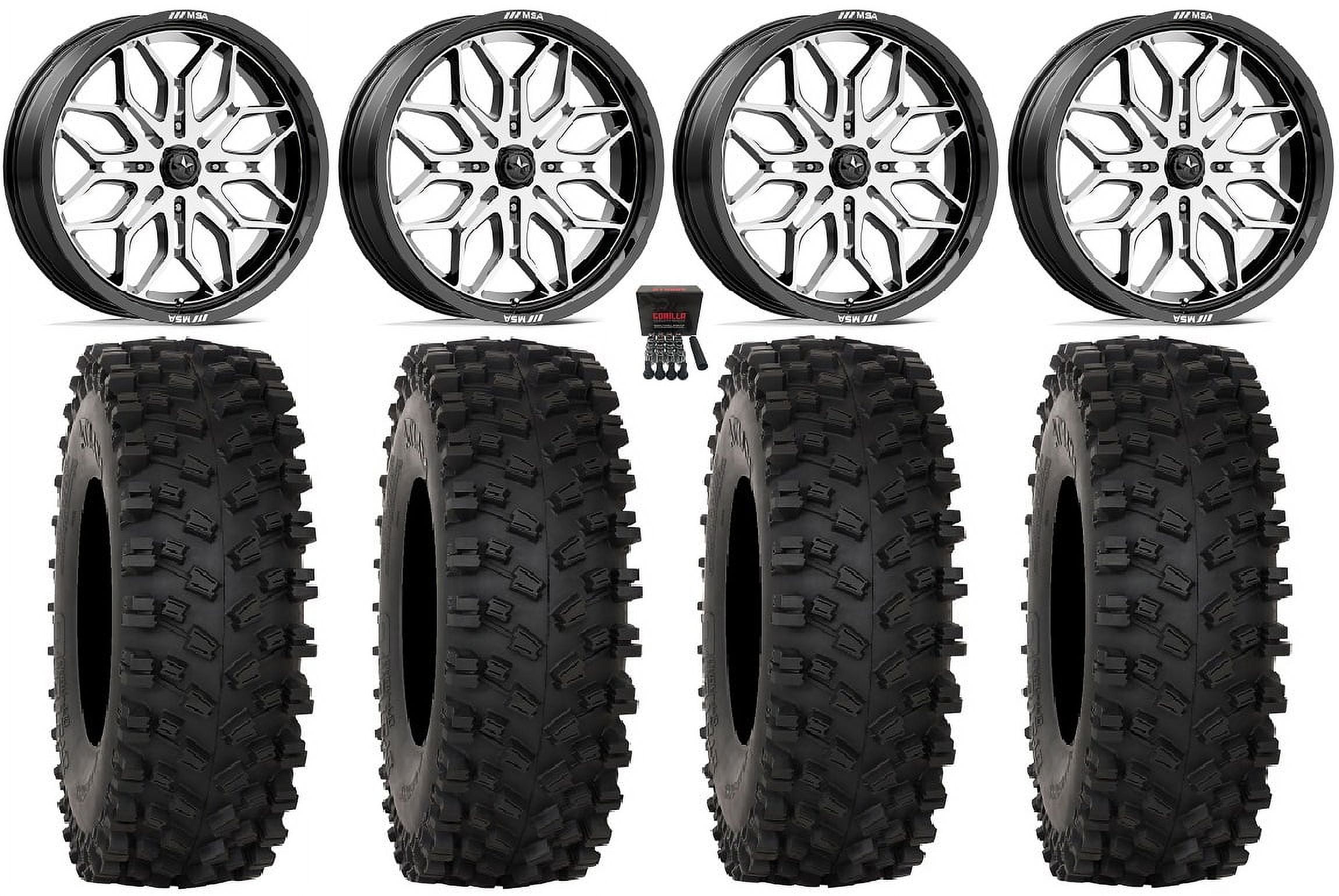MSA Sniper 18" Wheels Machined 35" ATX470 Tires Sportsman RZR Ranger ...