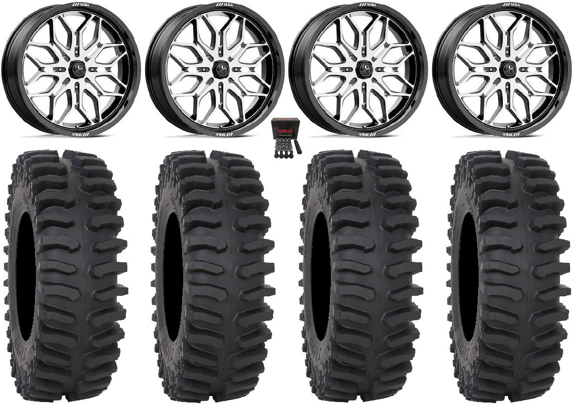 MSA Sniper 18" Wheels Machined 35" XT400 Tires Can-Am Commander ...