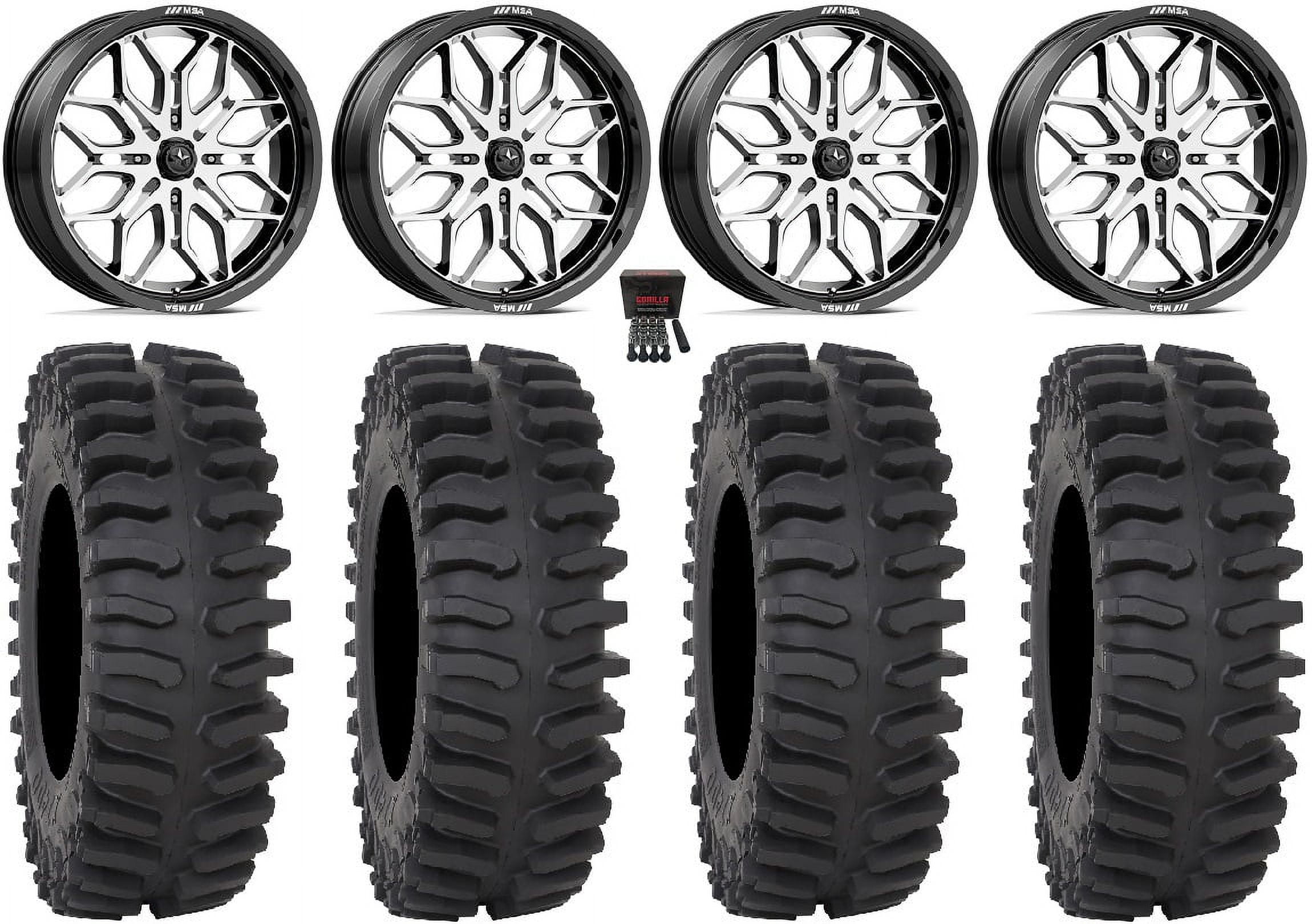 MSA Sniper 18" Wheels Machined 37" XT400 Tires Polaris RZR XP 1000 ...