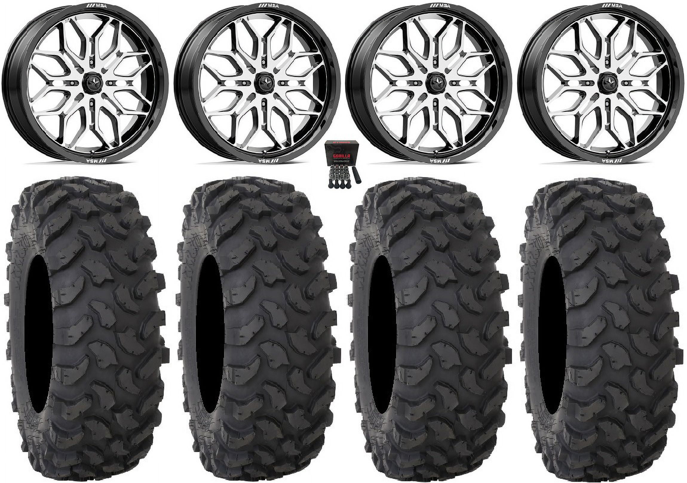 MSA Sniper 18" Wheels Machined 37" XTR370 Tires Polaris RZR XP 1000 ...