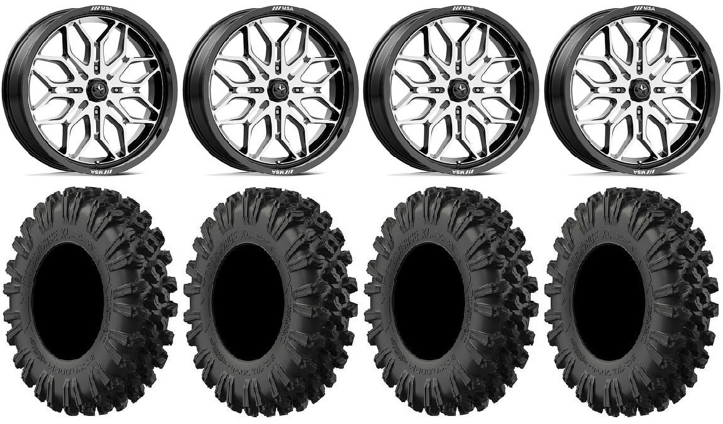 MSA Sniper 18" Wheels Machined 40" MotoRavage XL Tires Can-Am Commander ...