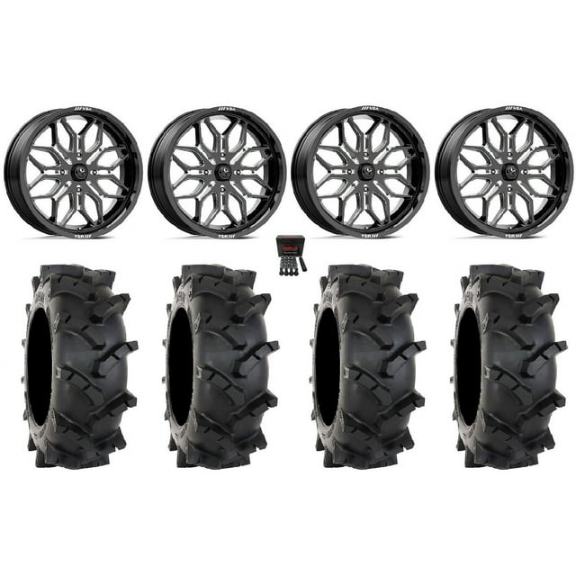 MSA Sniper 18" Wheels Milled 33" MT410 Tires Can-Am Commander Maverick ...
