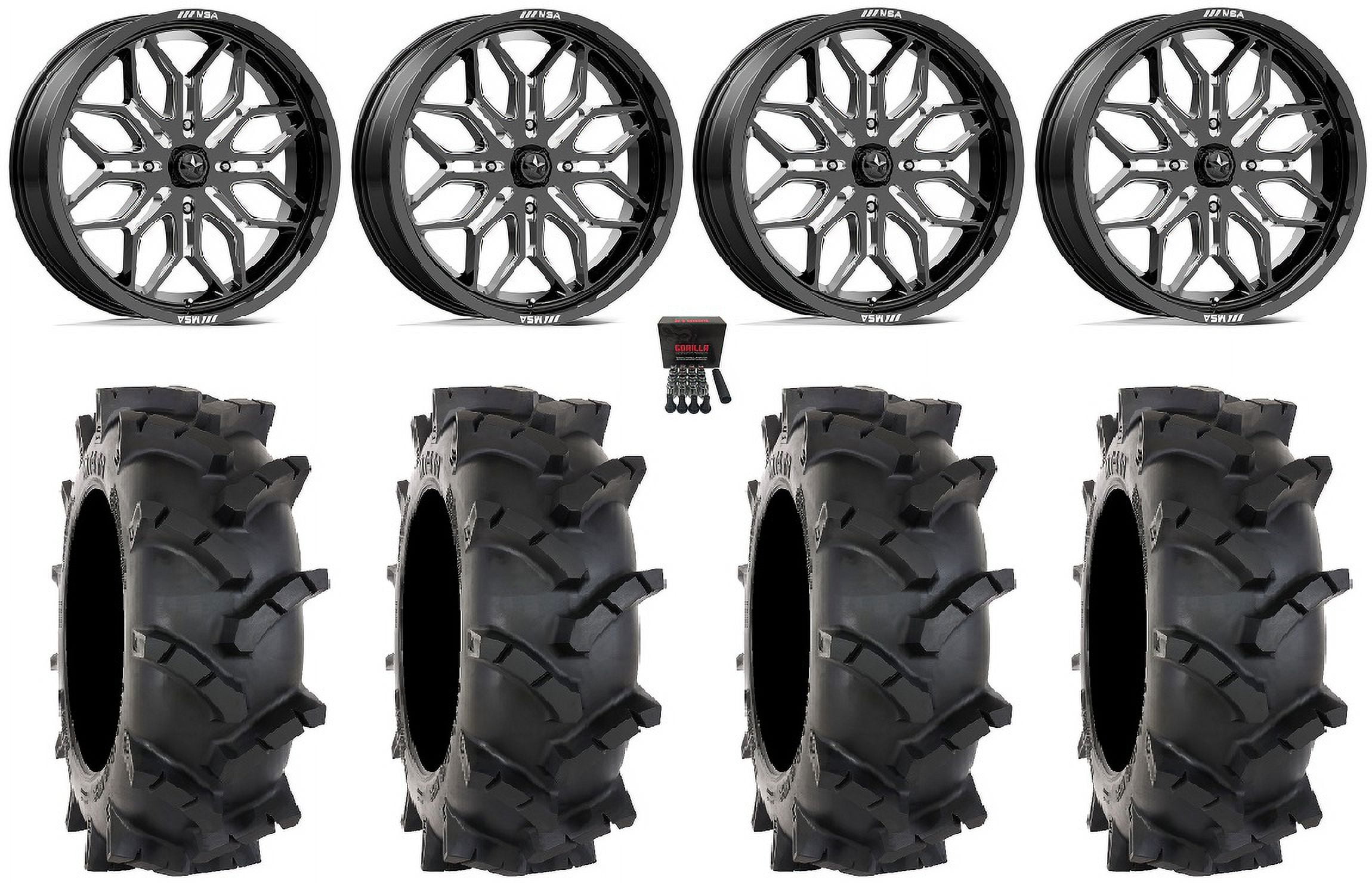 MSA Sniper 18" Wheels Milled 33" MT410 Tires Sportsman RZR Ranger ...