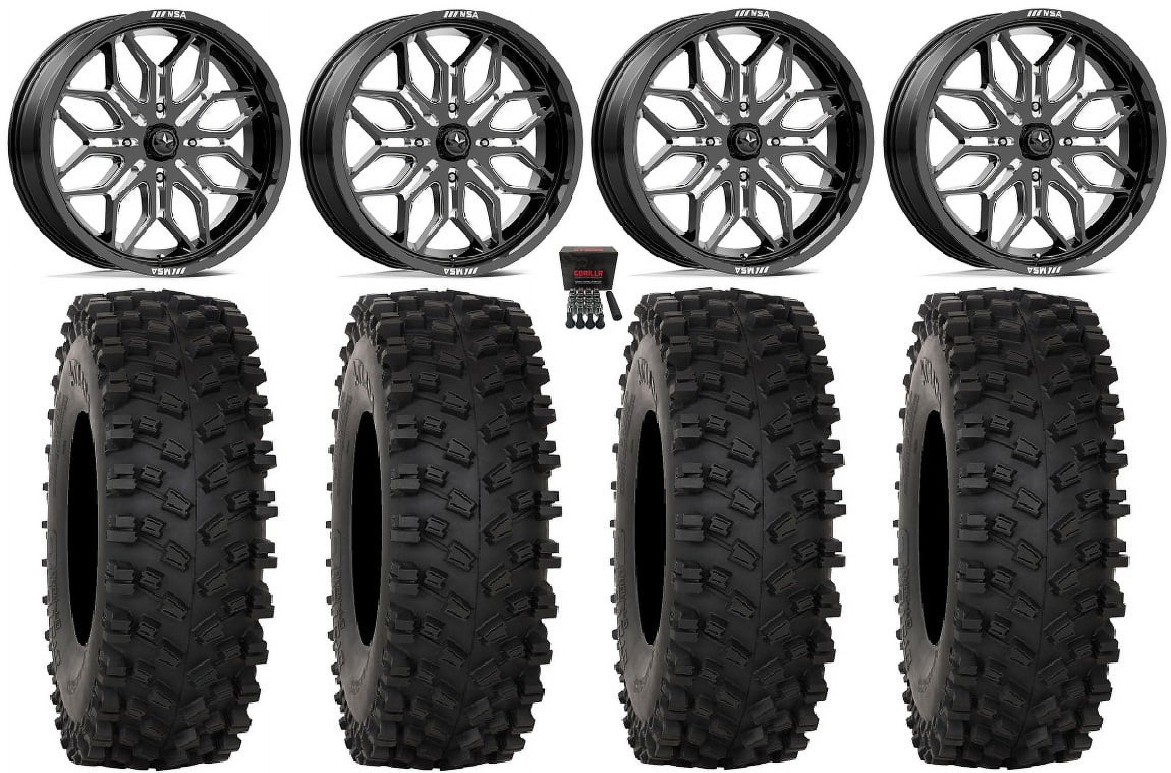 MSA Sniper 18" Wheels Milled 35" ATX470 Tires Sportsman RZR Ranger ...