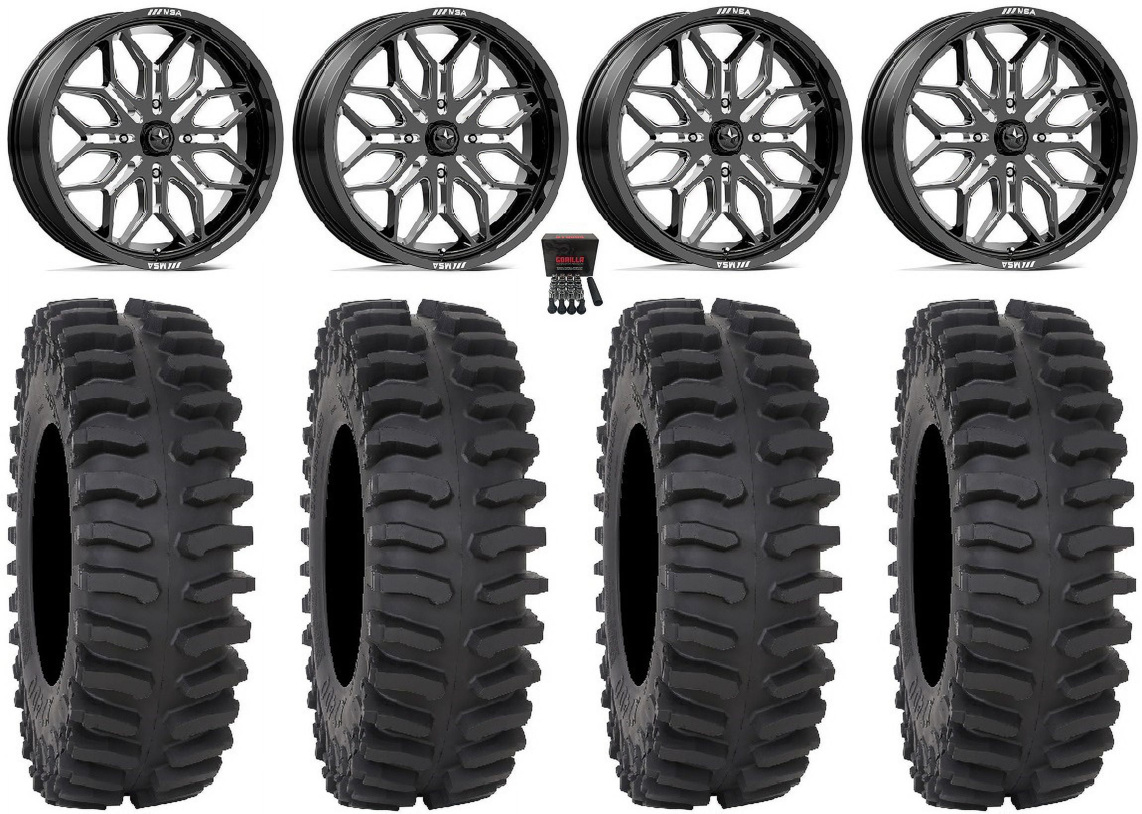 MSA Sniper 18" Wheels Milled 35" XT400 Tires Sportsman RZR Ranger ...