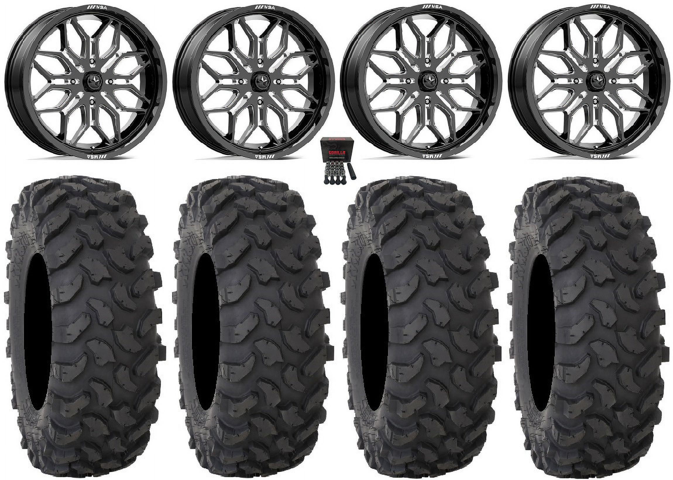 MSA Sniper 18" Wheels Milled 35" XTR370 Tires Can-Am Commander Maverick ...