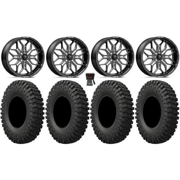 MSA Sniper 18" Wheels Milled 37" MotoCrusher Tires Polaris RZR XP 1000 ...