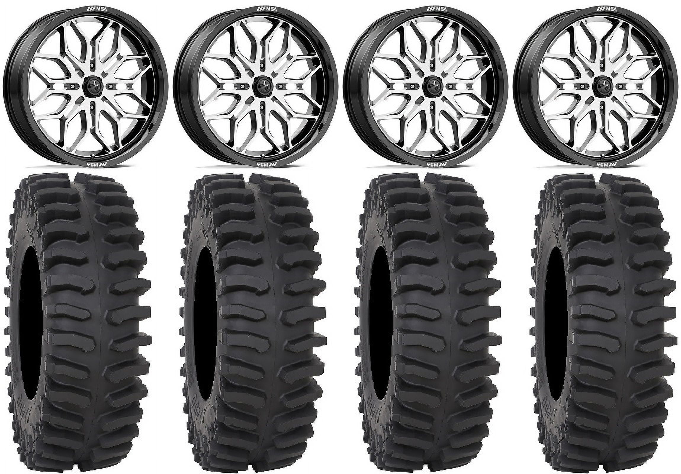MSA Sniper 20" Wheels Gunmetal 35" XT400 Tires Kawasaki Mule Pro FXT ...
