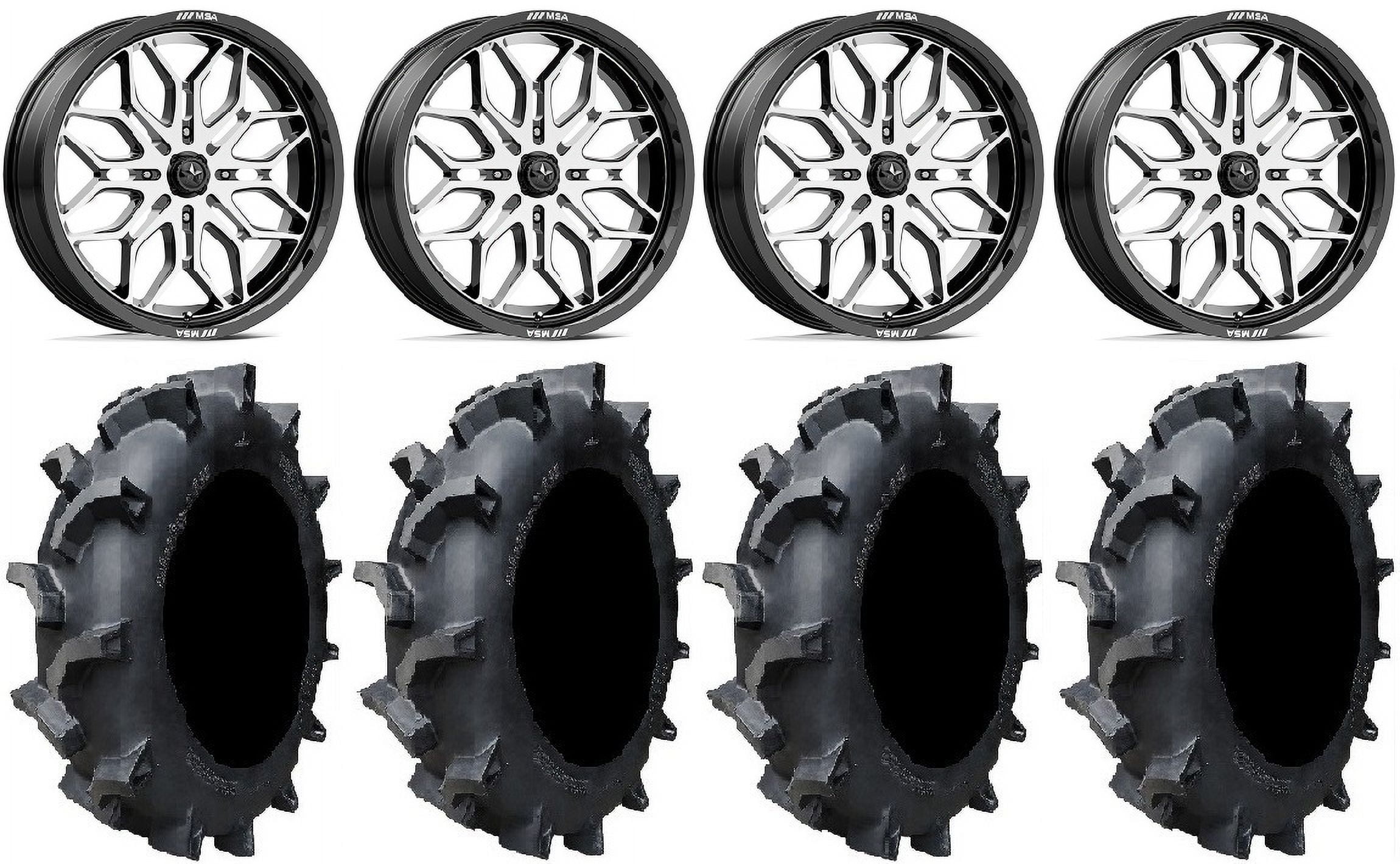 MSA Sniper 20" Wheels Machined 35" Interforce 628 Tires Kawasaki Mule ...