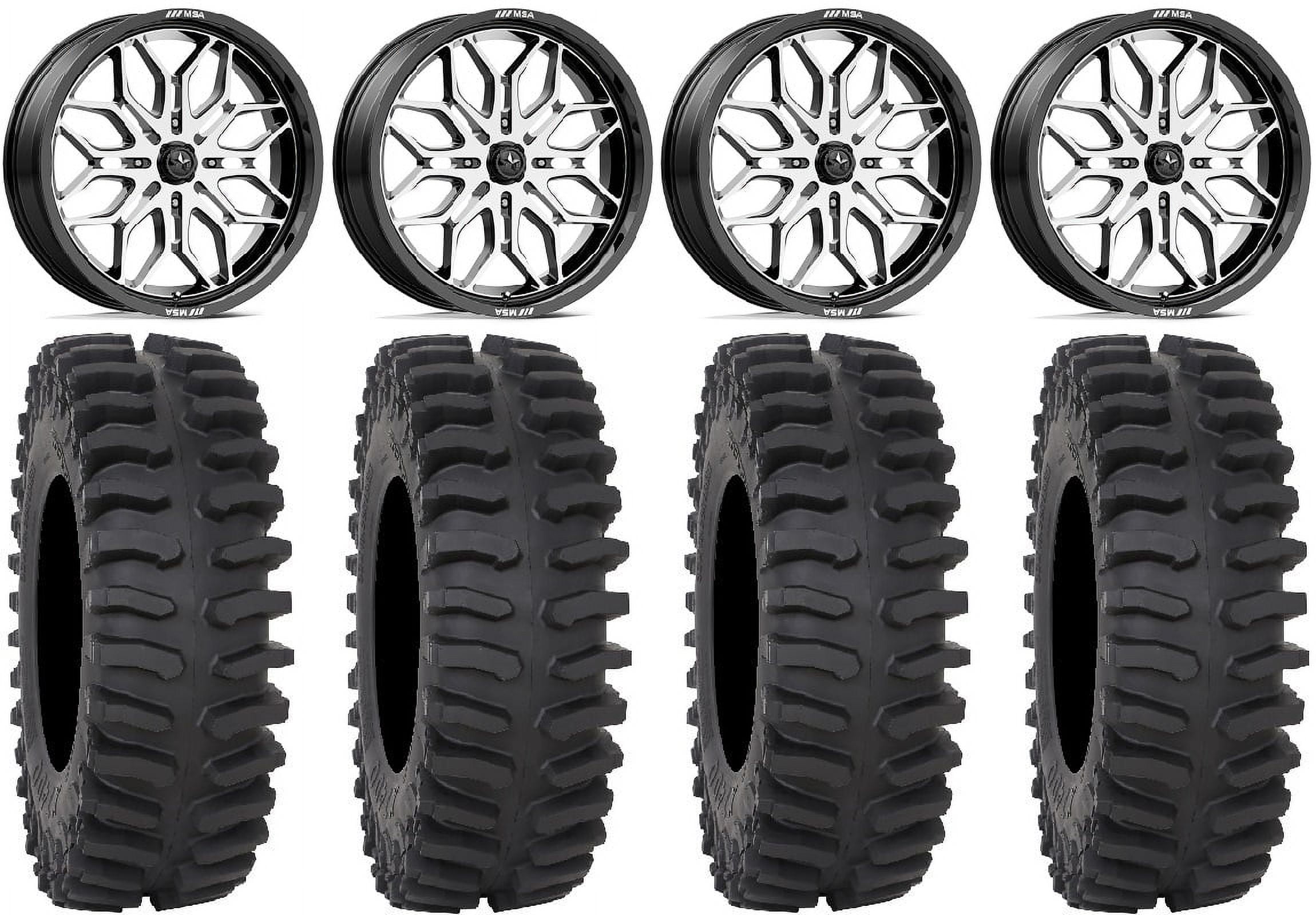 MSA Sniper 20" Wheels Machined 35" XT400 Tires Sportsman RZR Ranger ...