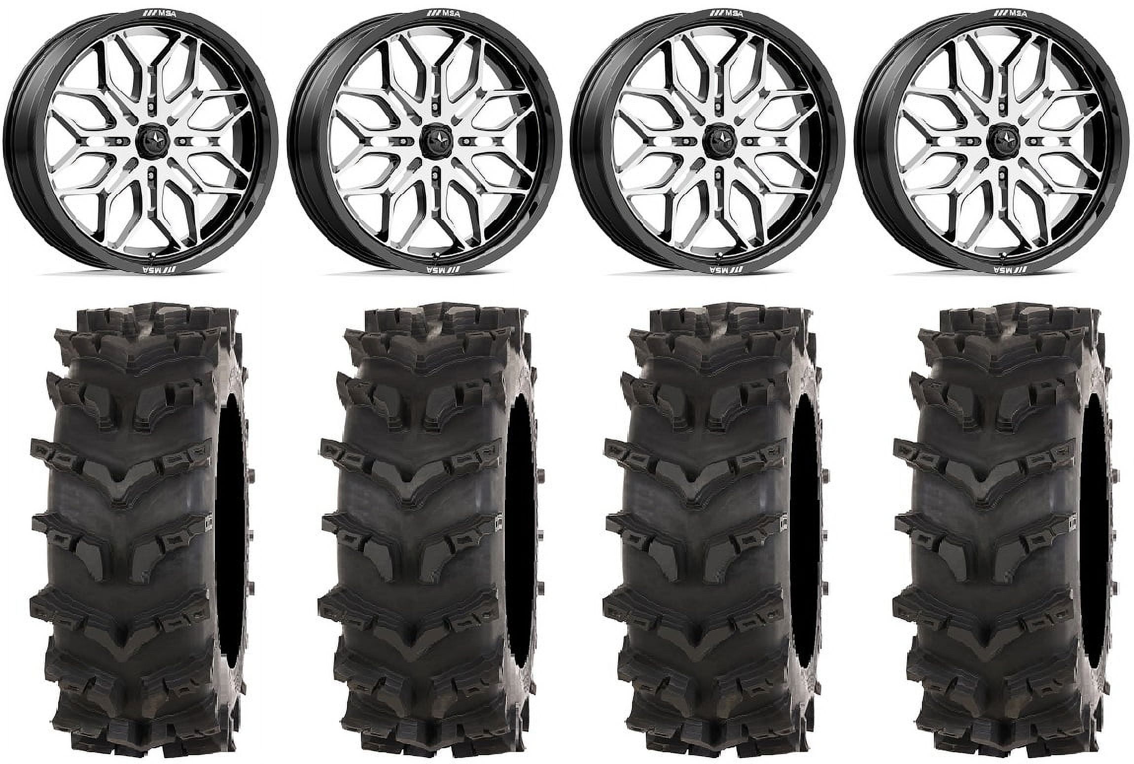 MSA Sniper 20" Wheels Machined 36" Out&Back Max'd Tires Sportsman RZR ...