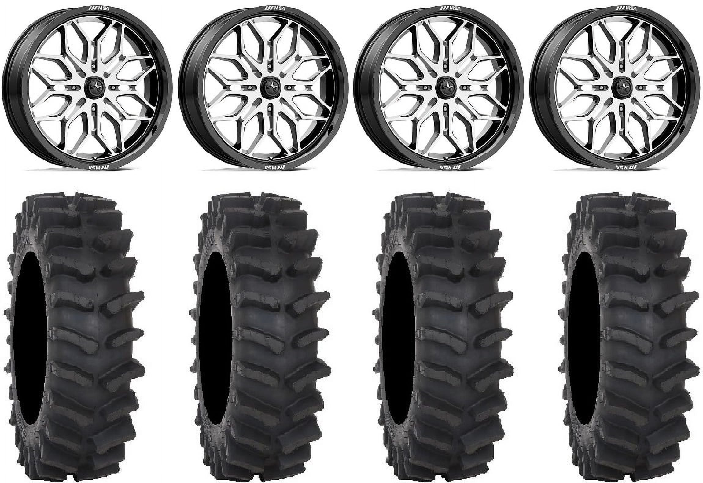 MSA Sniper 20" Wheels Machined 36" XM310R Tires Kawasaki Teryx Mule ...