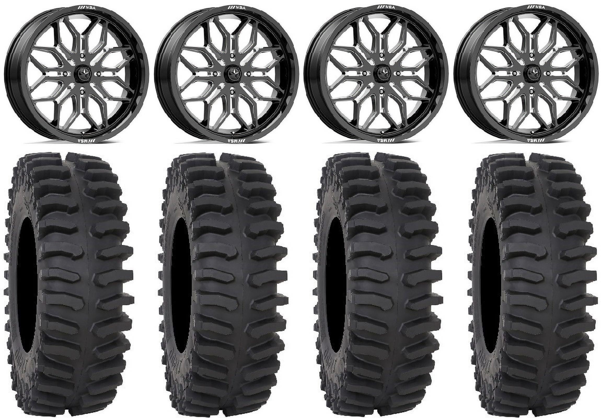 MSA Sniper 20" Wheels Milled 35" XT400 Tires Kawasaki Teryx Mule ...