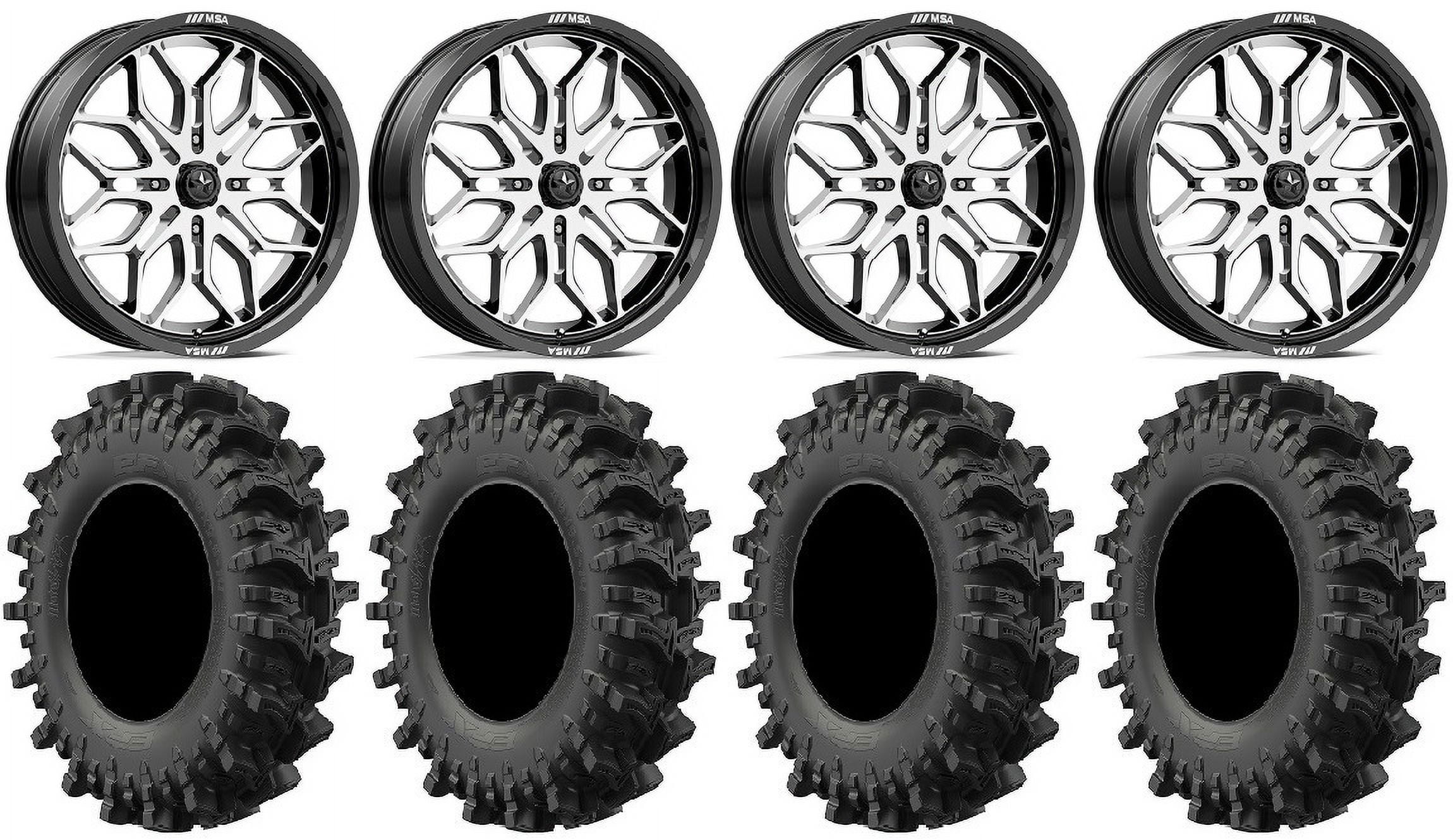 MSA Sniper 22" Wheels Gunmetal 33" MotoSlayer Tires Polaris RZR XP 1000 ...