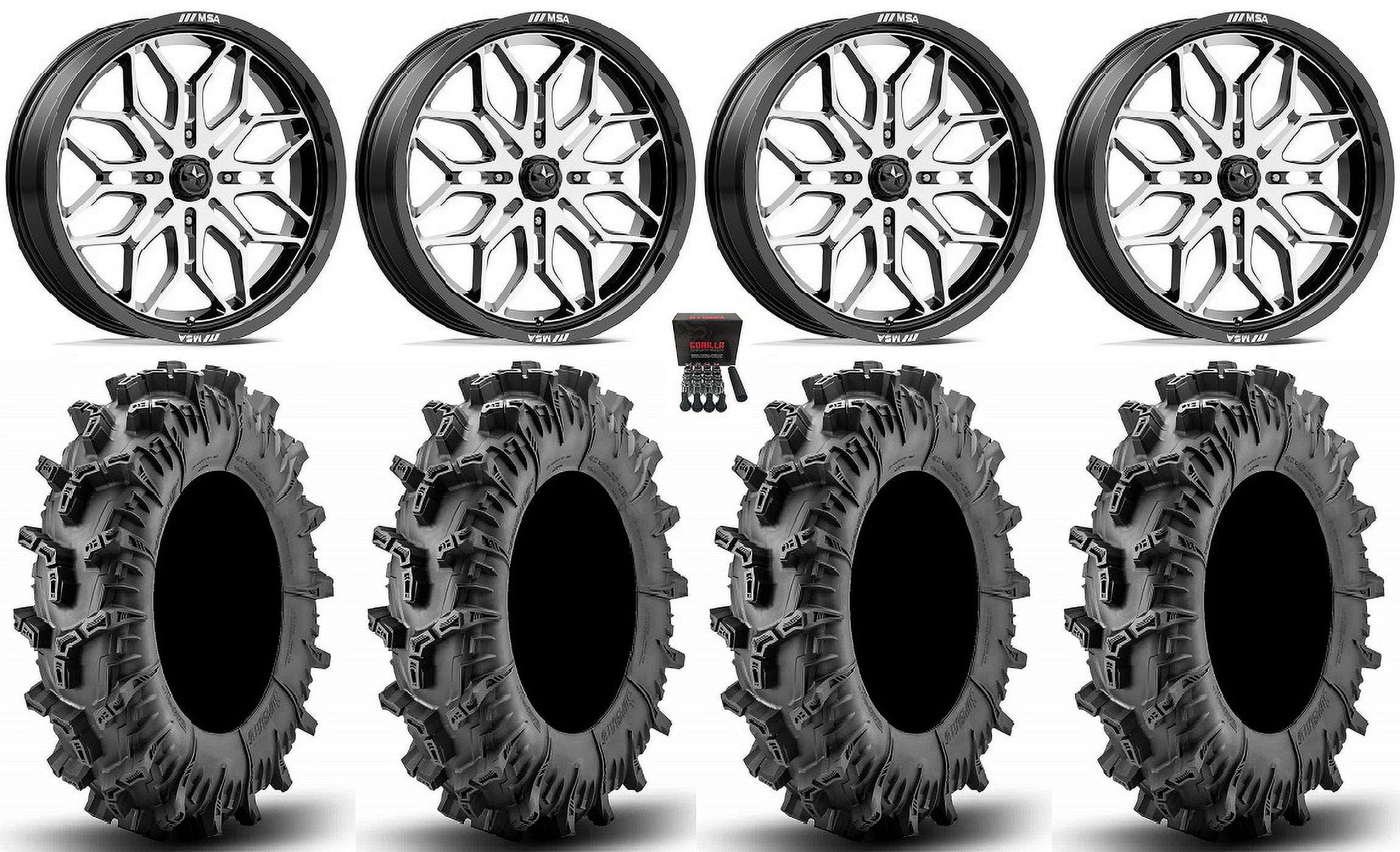 MSA Sniper 22" Wheels Gunmetal 42" Terminator Max Tires Polaris RZR XP ...